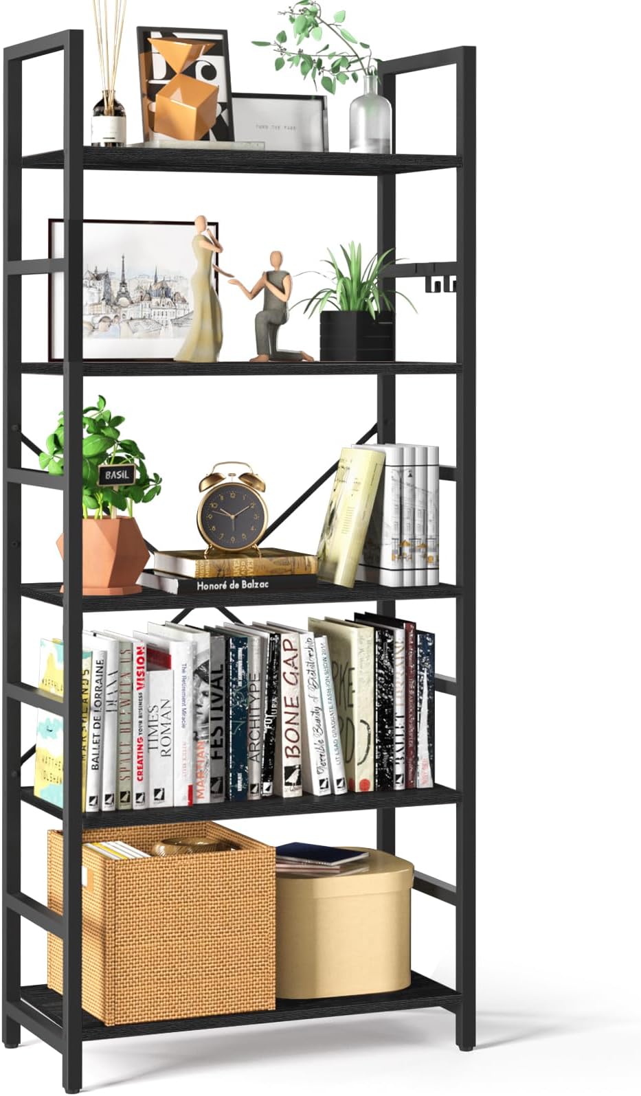Amazon.com: Yoobure 5 Tier Bookshelf - Tall Book Shelf Modern Bookcase ...
