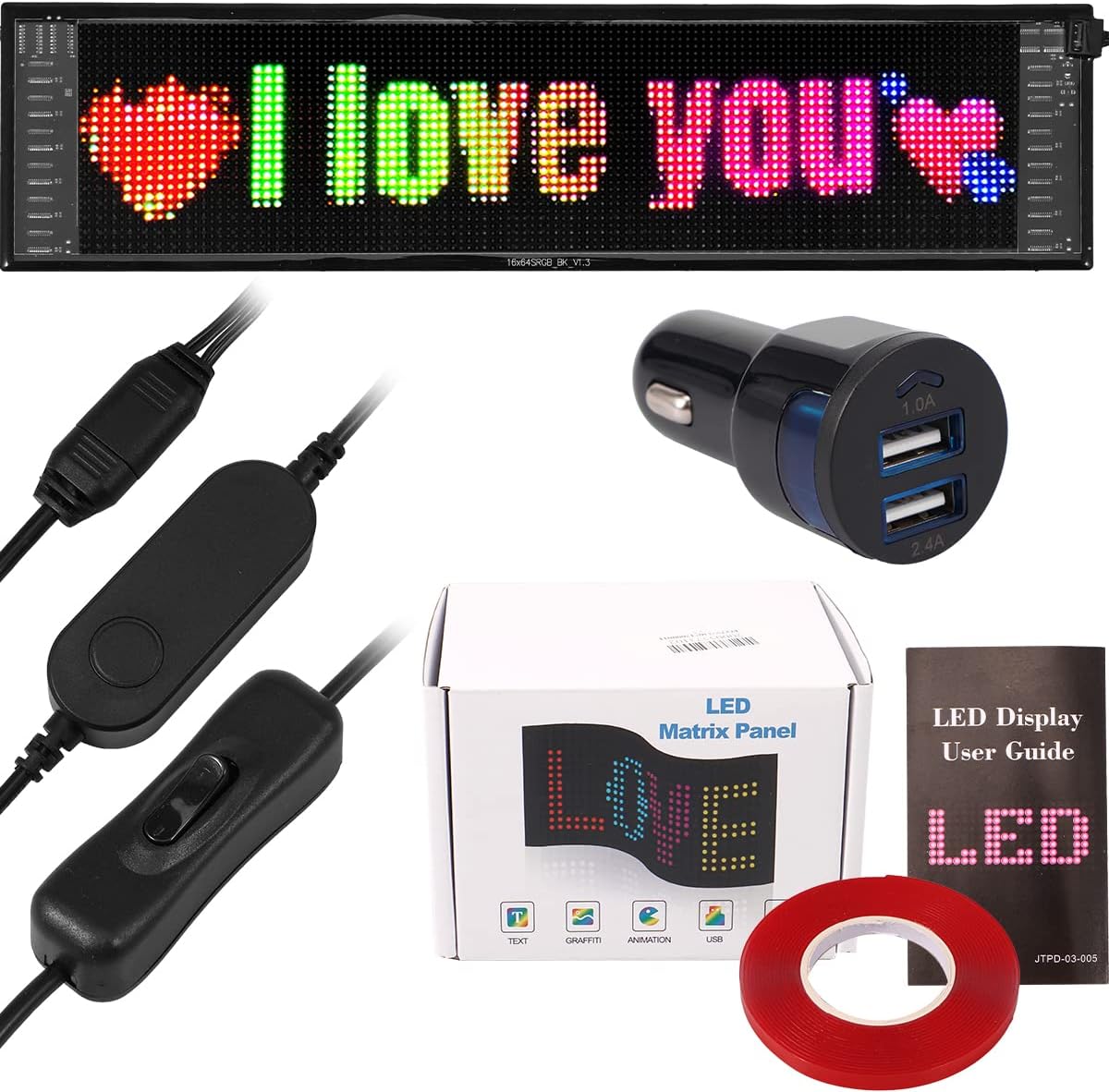 DRBIT LED Scrolling Sign 5V 2A Bluetooth USB Control Scrolling ...