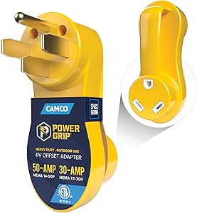 Amazon.com: Camco Power Grip Electrical Offset Adapter - 50 amp to 30 ...