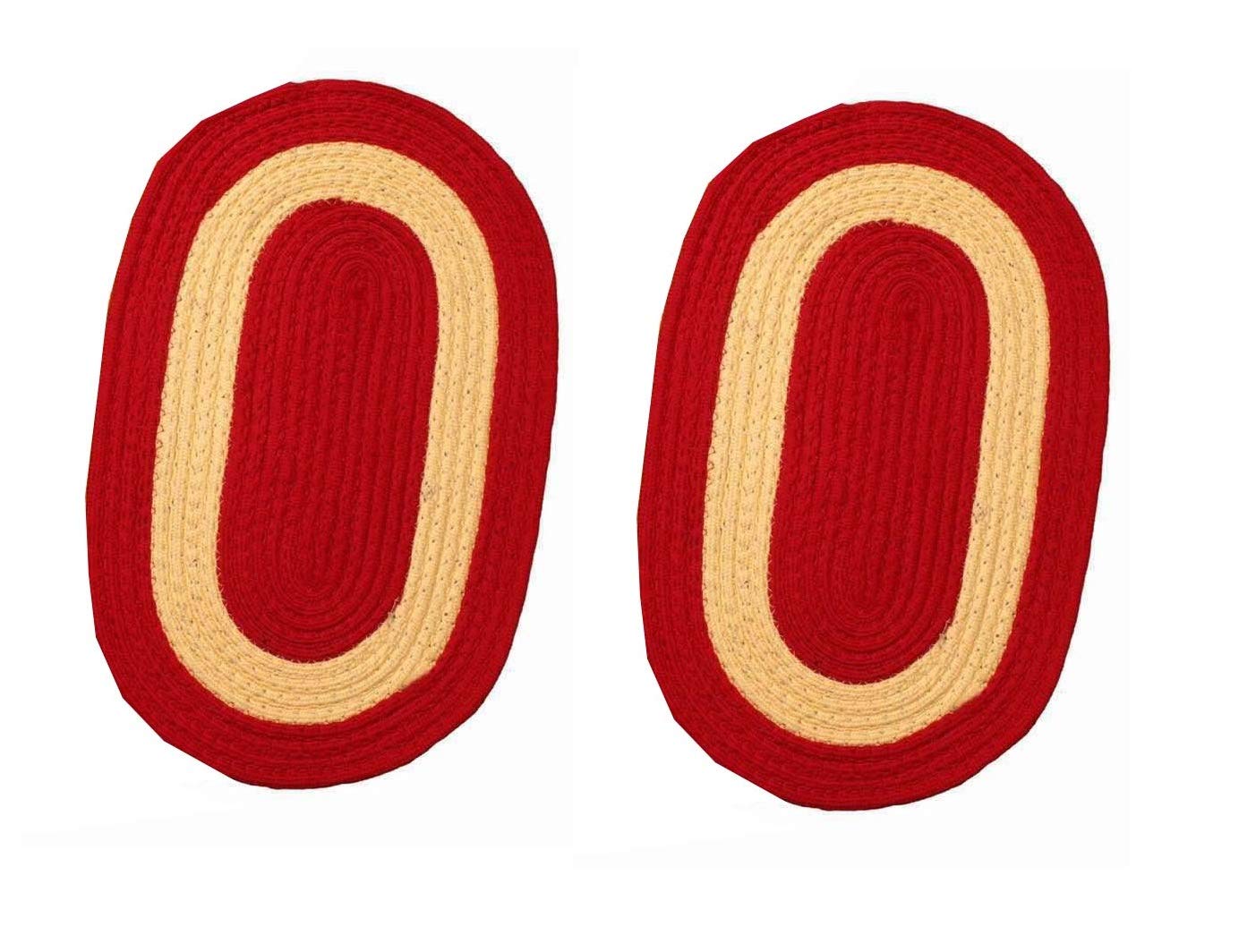 Buy Nirvika Cotton Door MatsÊRed Pack of 2 Online at Low Prices in ...