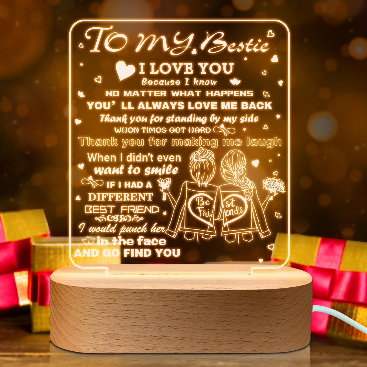 Amazon.com: WAVEJOE Best Gift to My Bestie 3D Illusion Lamp, to My Best ...