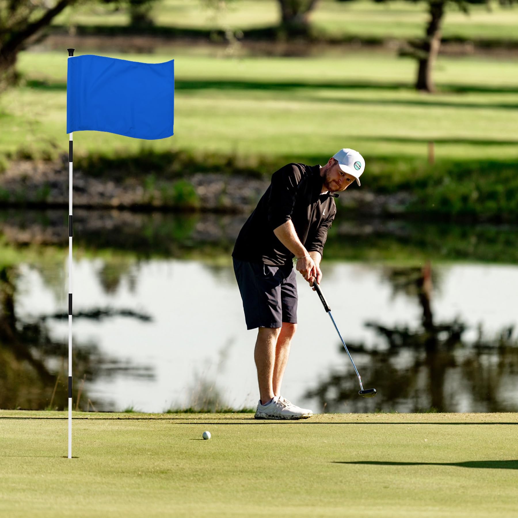 Snapklik.com : KINGTOP Golf Flag 20x14 Inch - Plain Blue, 420D Nylon ...