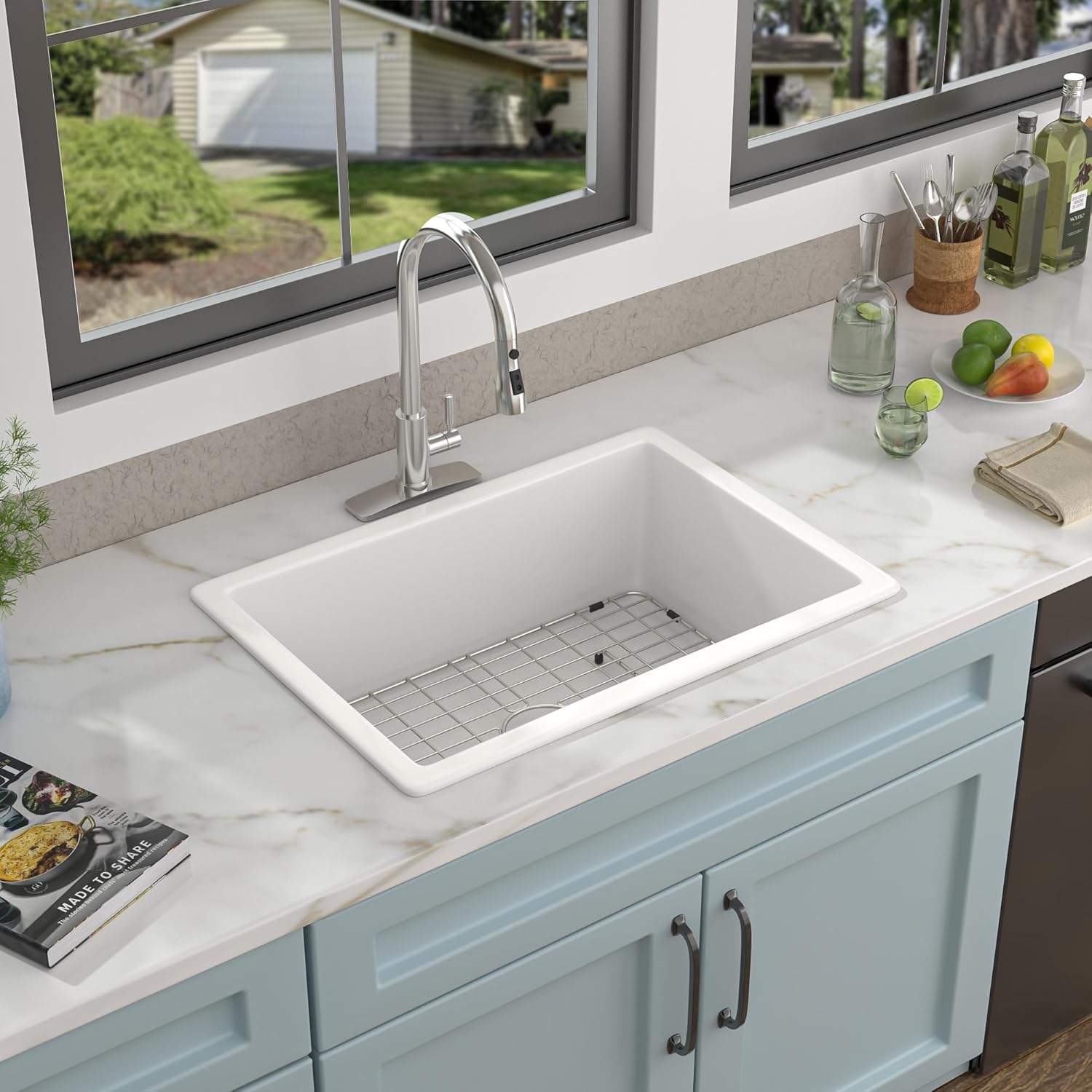 27 White Kitchen Sink Drop In - Fulorni 27"x19" Kitchen Sink Drop In ...
