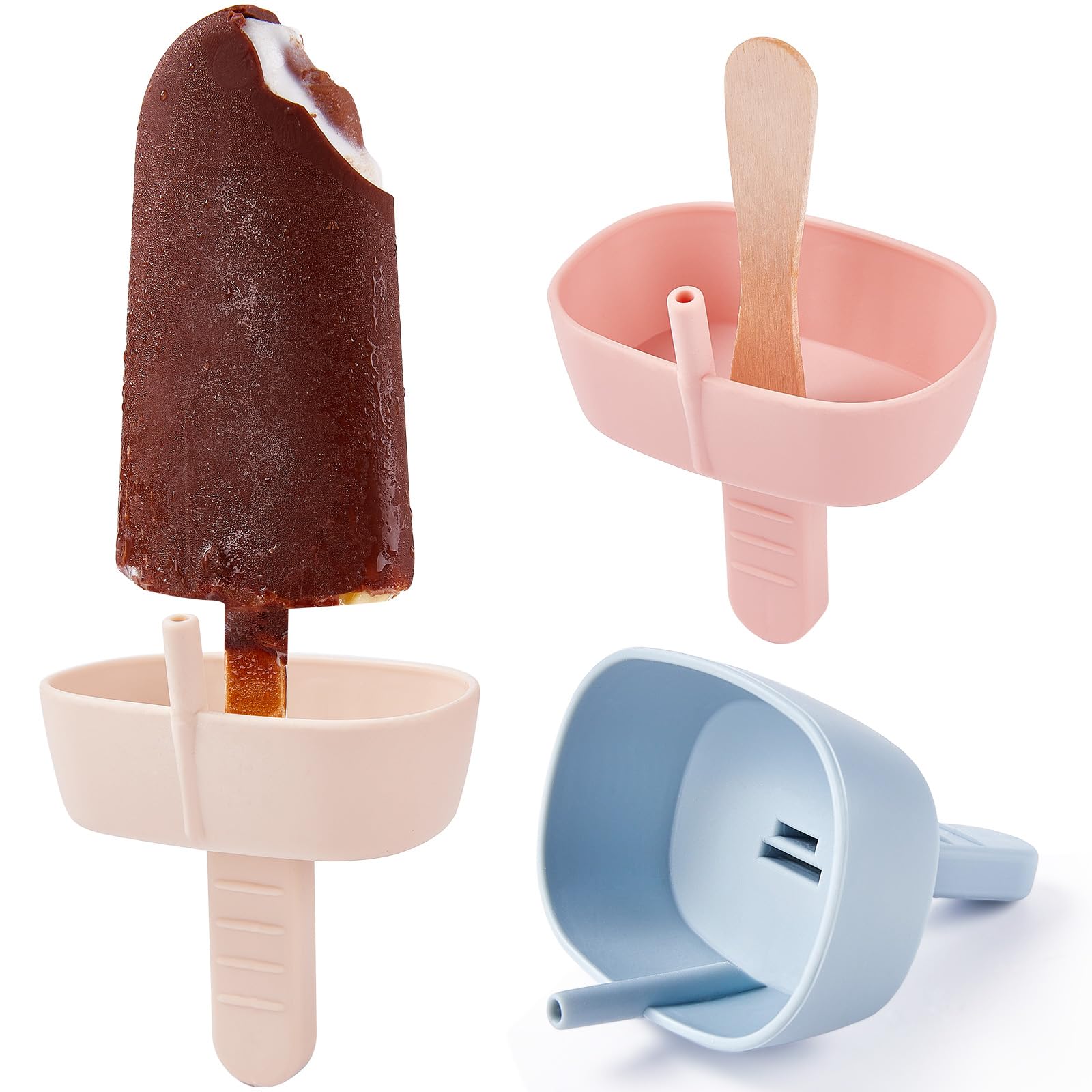 Amazon.com: 3 Pack Drip Free Silicone Popsicle Holders with Straw ...