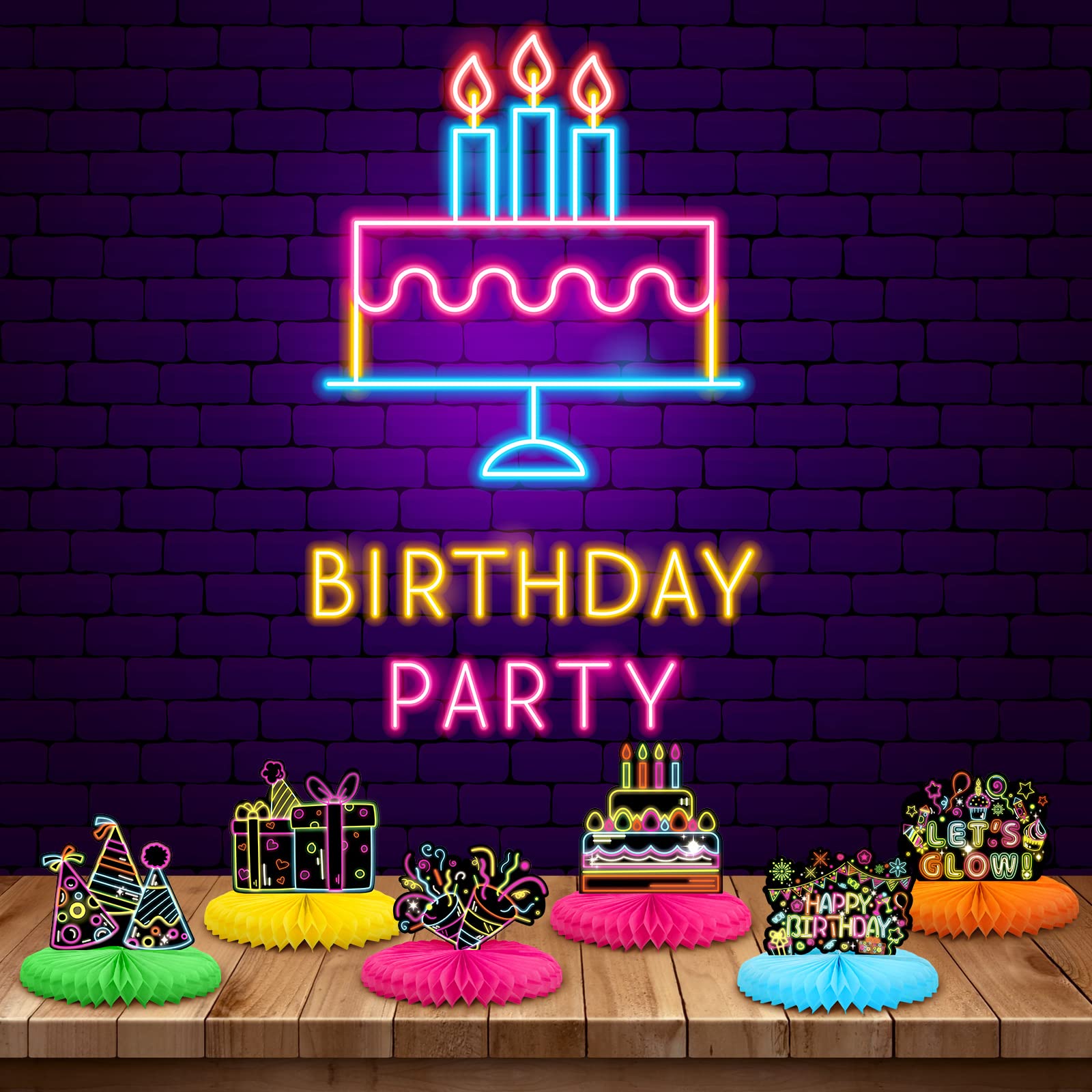 Buy 6 Pieces Glow Party Birthday Centerpieces Neon Birthday Decorations buy-6-pieces-glow-party-birthday-centerpieces-neon-birthday-decorations
