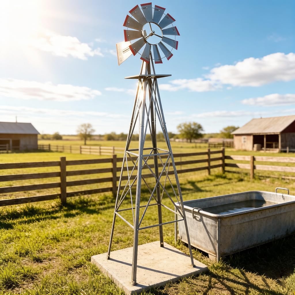 Amazon.com: NAICKUC 8ft Garden Windmill - Yard Metal Ornamental Wind ...