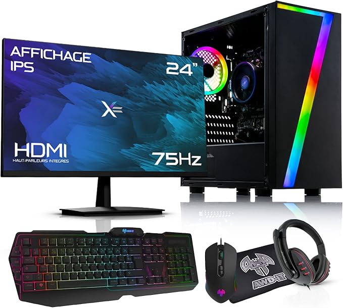 Kit PC de jeu AWD-IT - Processeur AMD A10 9700 4 cœurs • Écran LED 24 ...