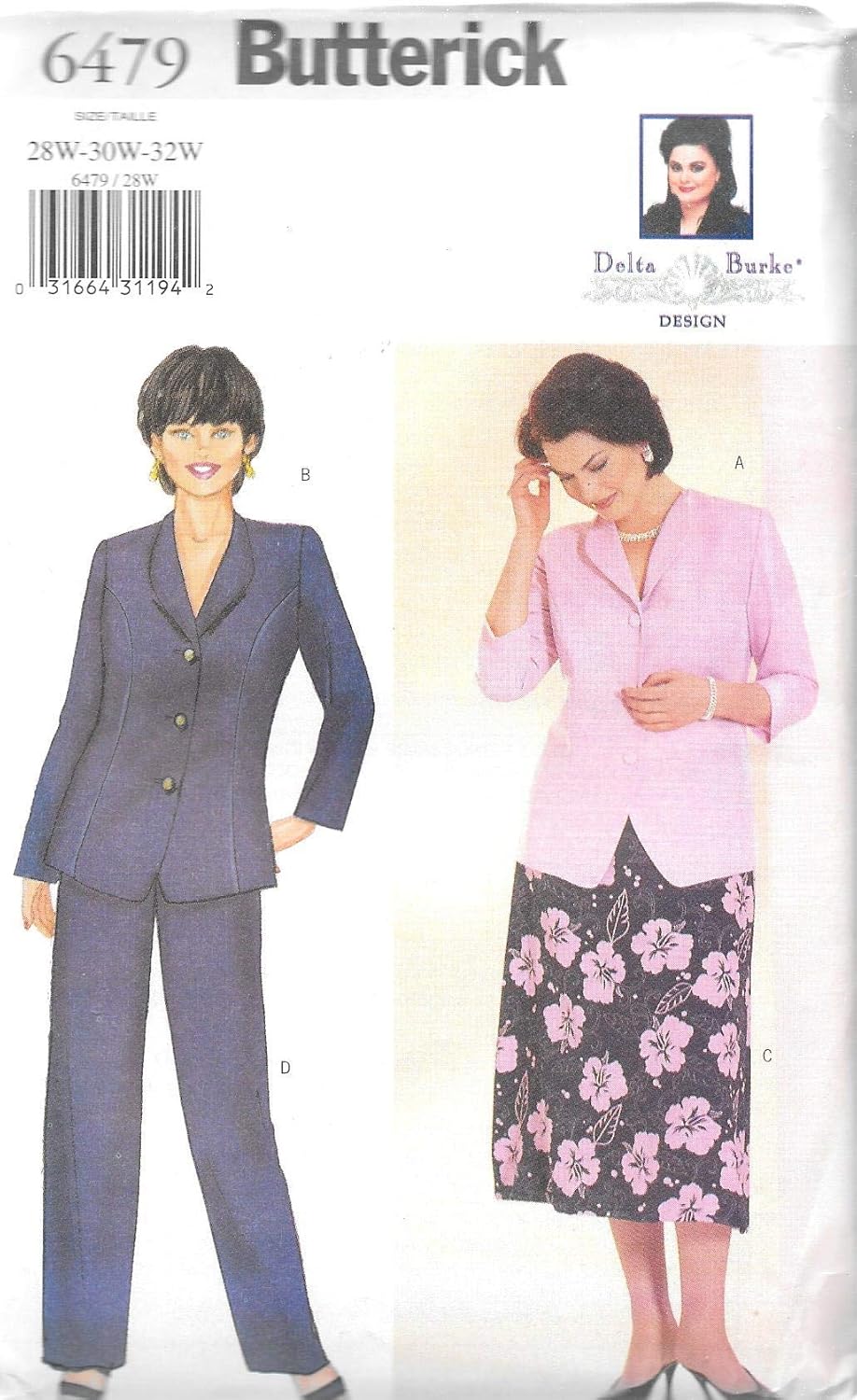 Amazon.com: Butterick Sewing Pattern 6479 Size 28W-30W-32W Women's ...