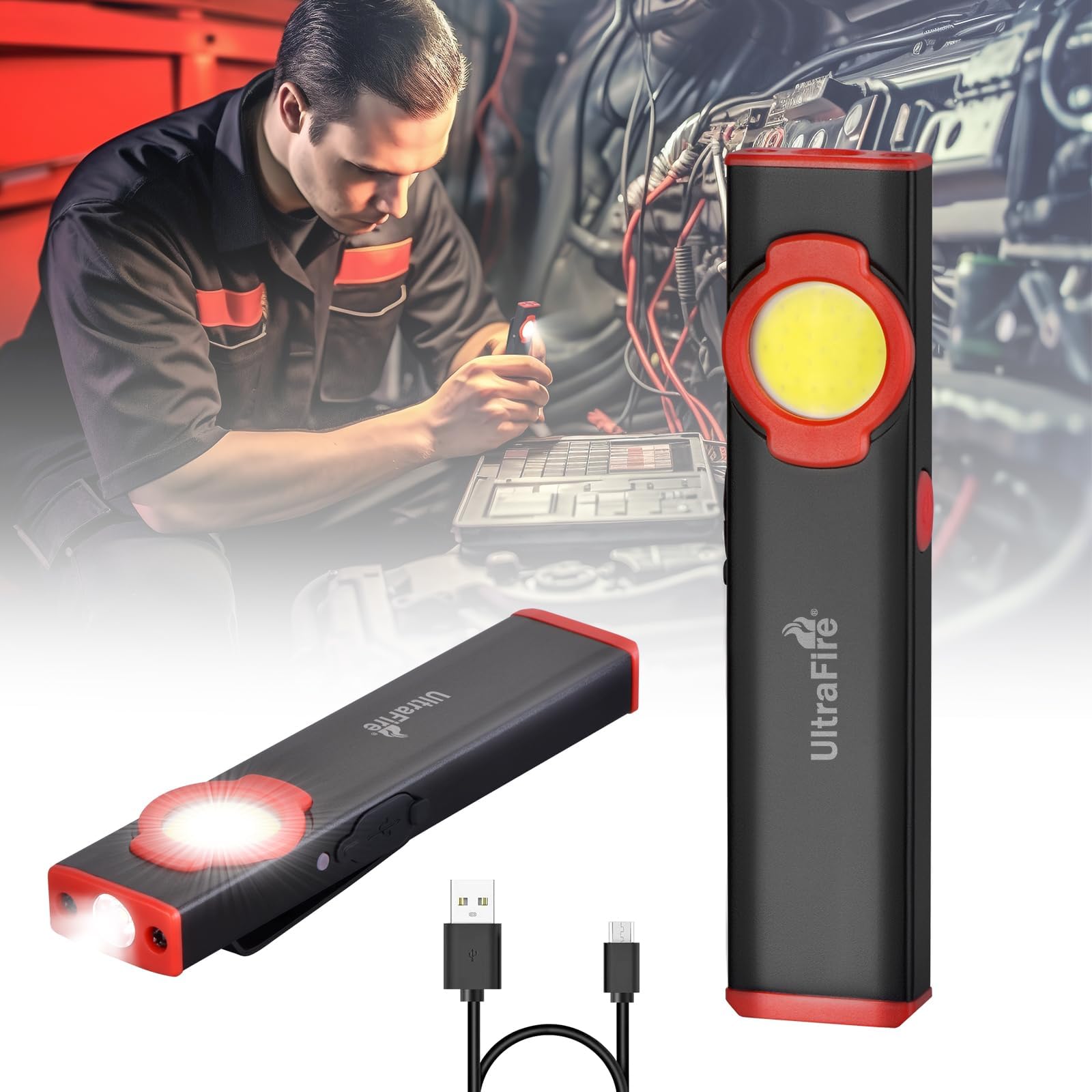 lexall LED Work Light, 1600 Lumens Mini Magnetic Flat EDC Flashlight ...