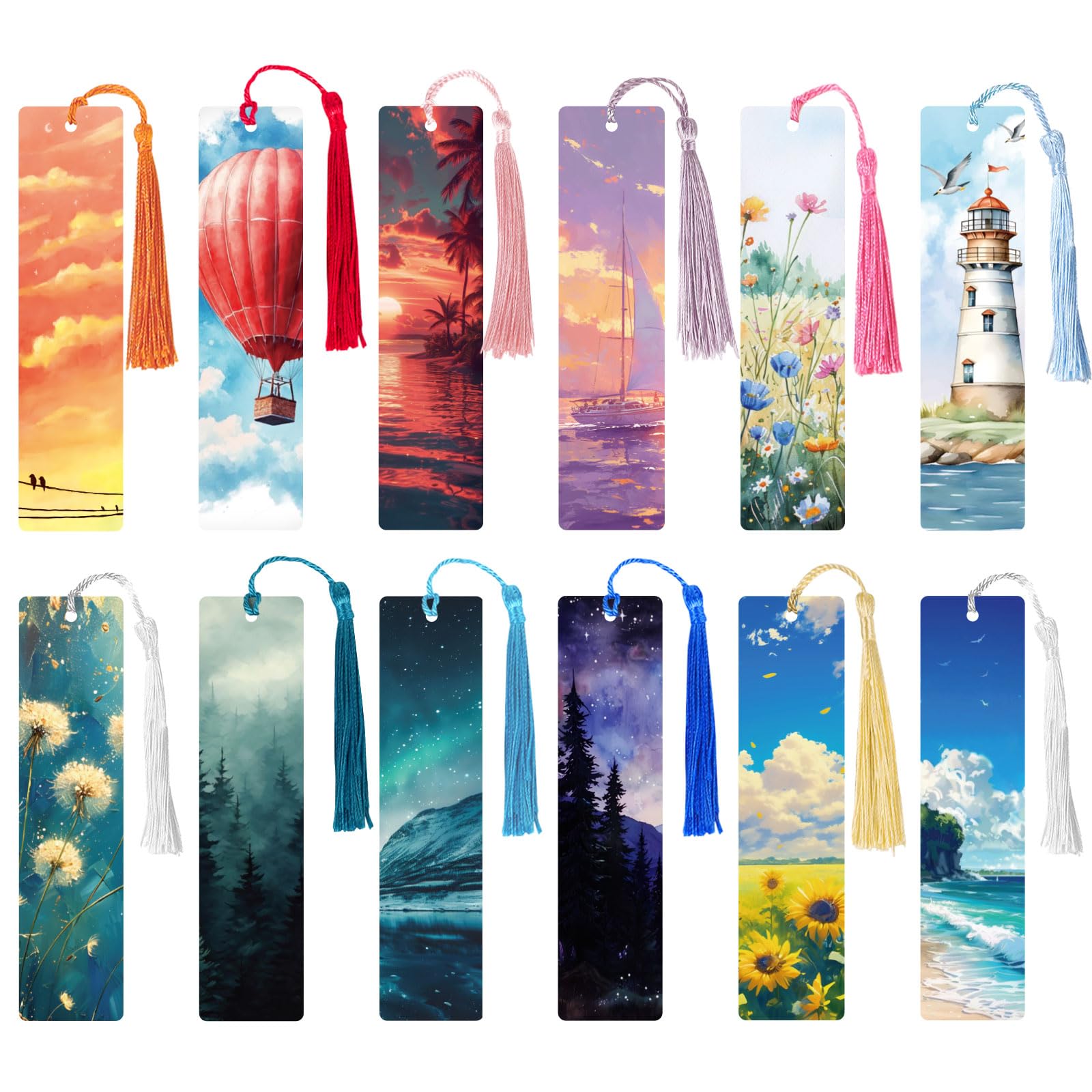 Amazon.com: 12pcs Paper Bookmarks with Tassels 12 Styles Natural ...