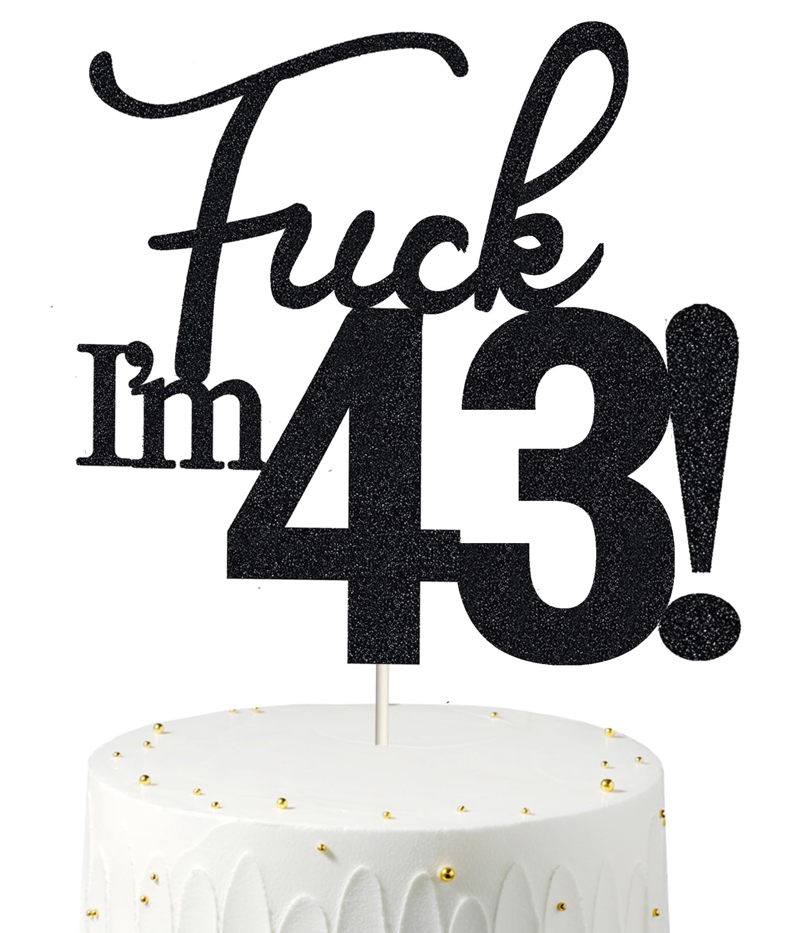 Amazon.com: 43 Cake Toppers, 43 Birthday Cake Toppers-Black Glitter, Funny 43rd Cake Topper for ...