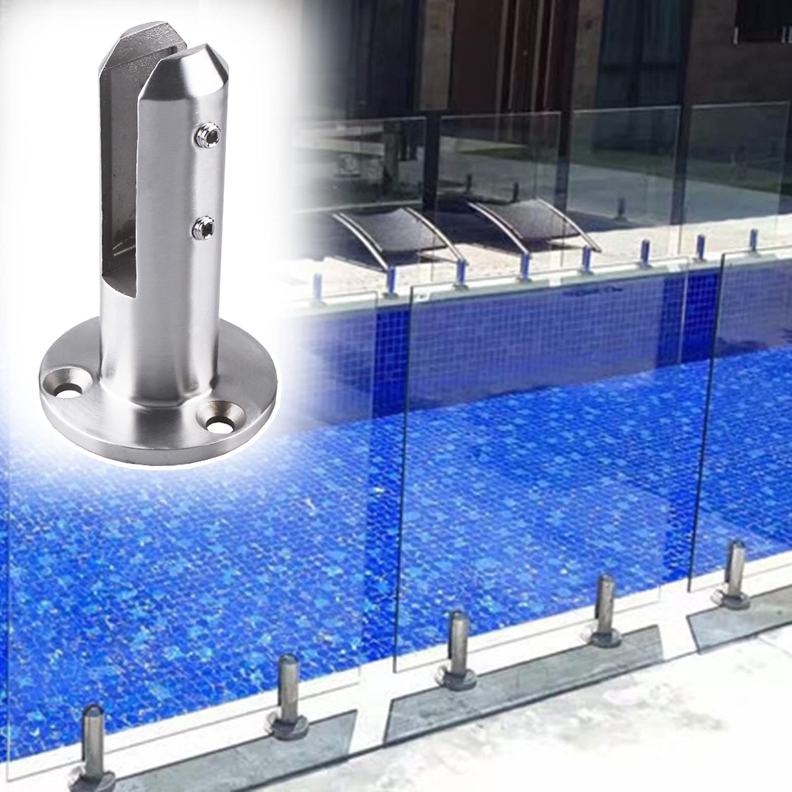Buy MIWOOYY Glass Balustrade Outdoor Pool Safety Glass Railing Clamps ...