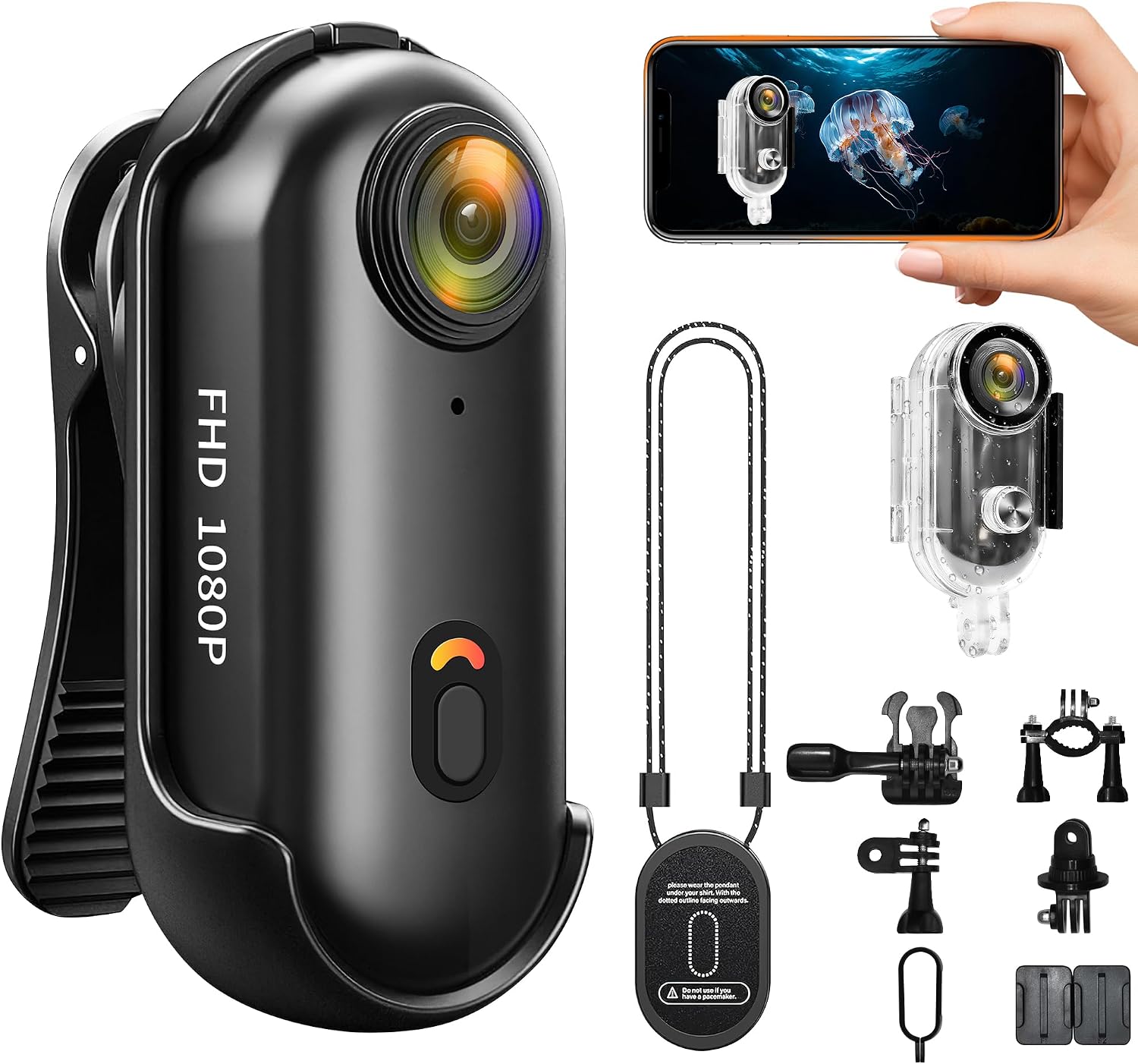Mini Caméra d'Action WiFi,Camera Sport 1080P, Mini Camera Moto,APP ...