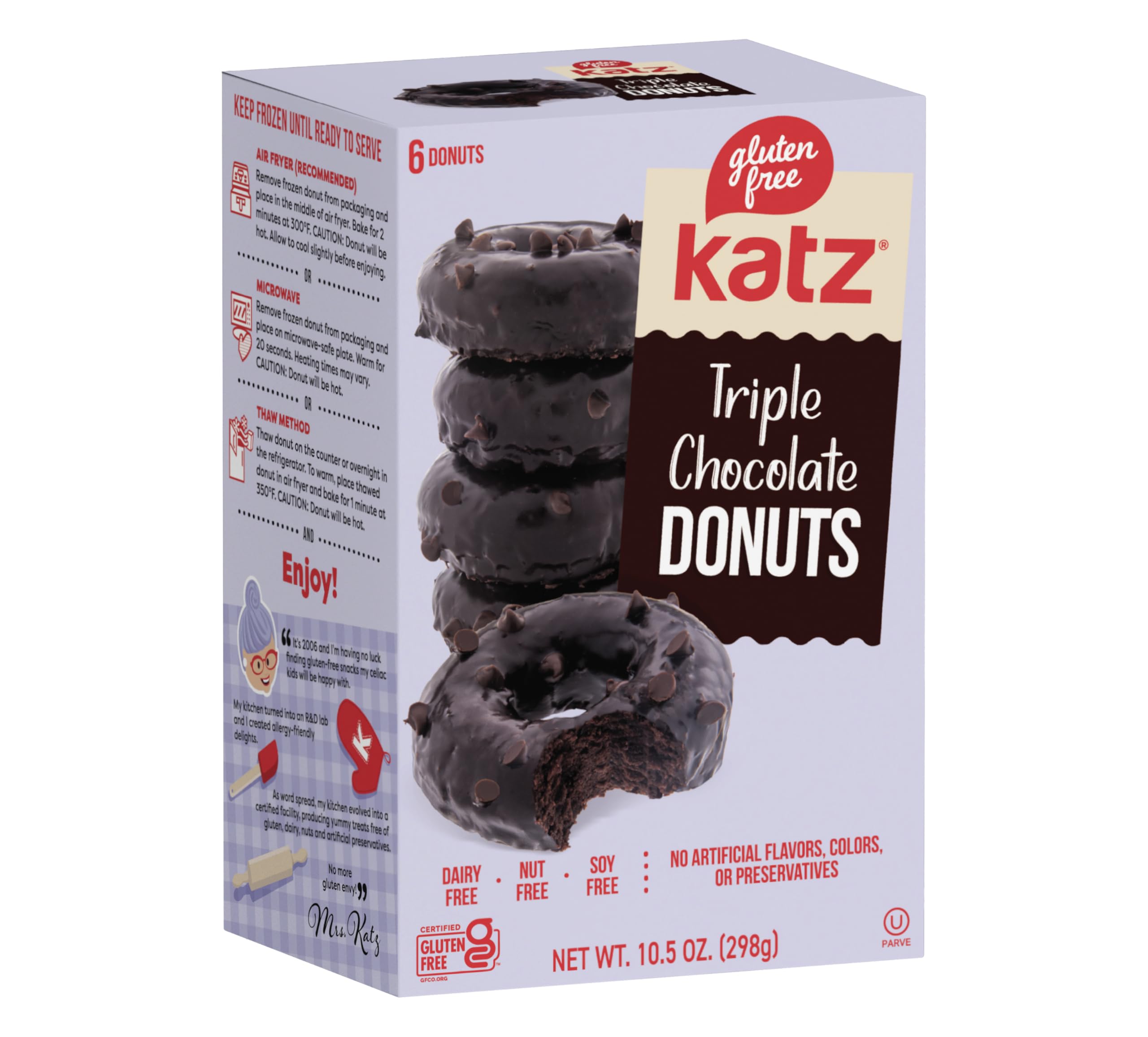 Amazon.com: Katz Gluten Free Triple Chocolate Donuts | Dairy Free, Nut ...
