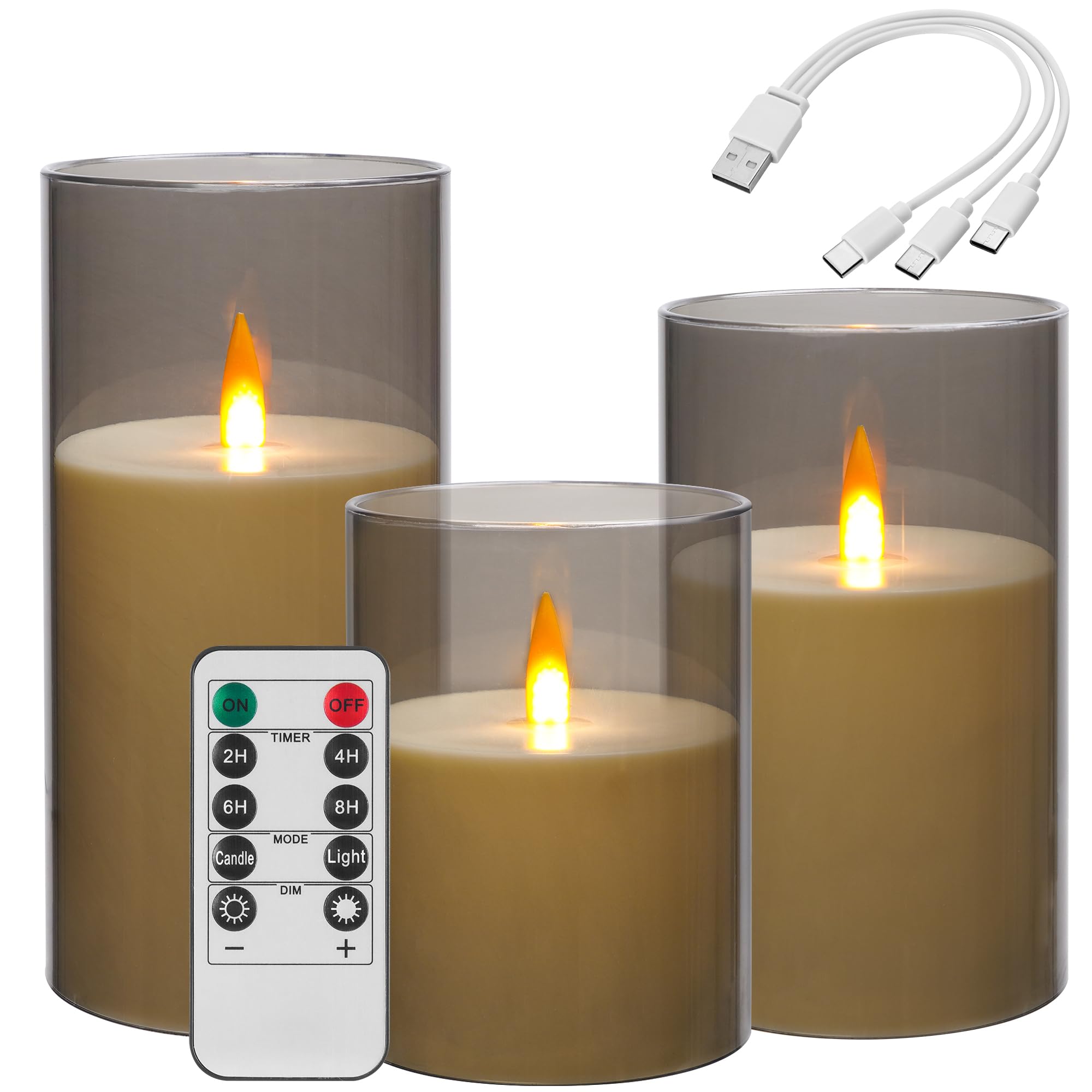 Amazon.com: Da by Rechargeable Flameless Candle, Type-c Rechargeable ...