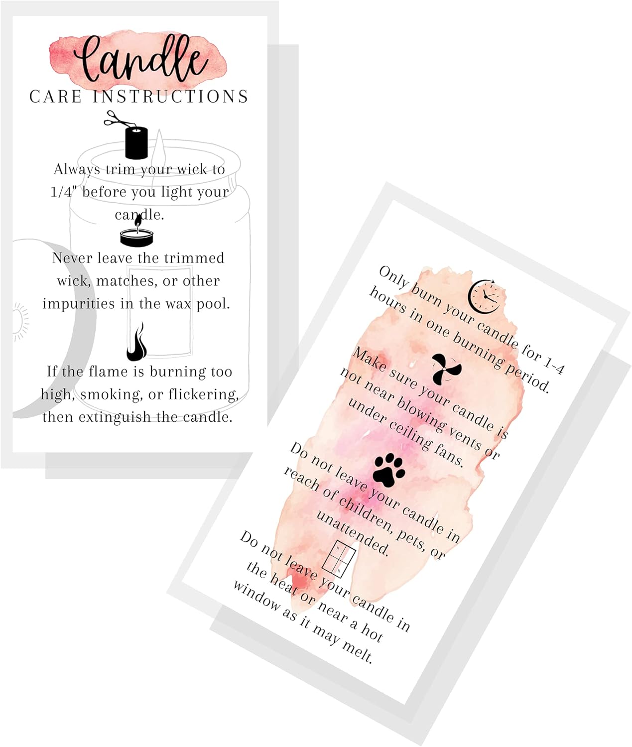 Amazon.com: Handmade Candle Care Instruction Card | 50 Pack | for ...