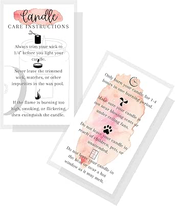 Amazon.com: Handmade Candle Care Instruction Card | 50 Pack | for ...