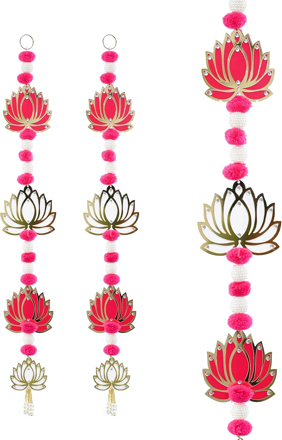 Amazon.com: Set of 2 Wooden Pink Lotus String Wall Hanging Decoration ...