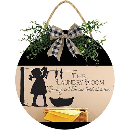 Amazon.com : Laundry Room Help Wanted Rustic Wood Sign Plaque (12"x 12 ...