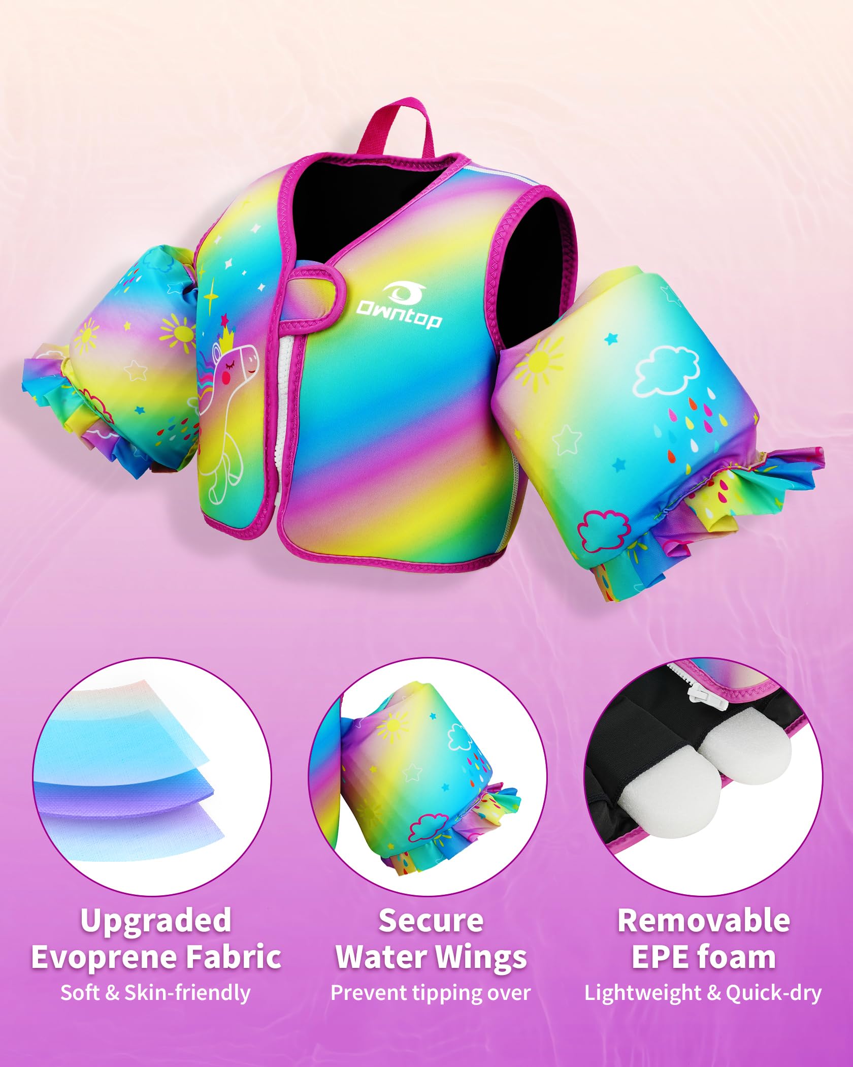 Snapklik.com : Owntop Toddler Swim Vest 30-50 Lbs, Kids Floaties Water ...