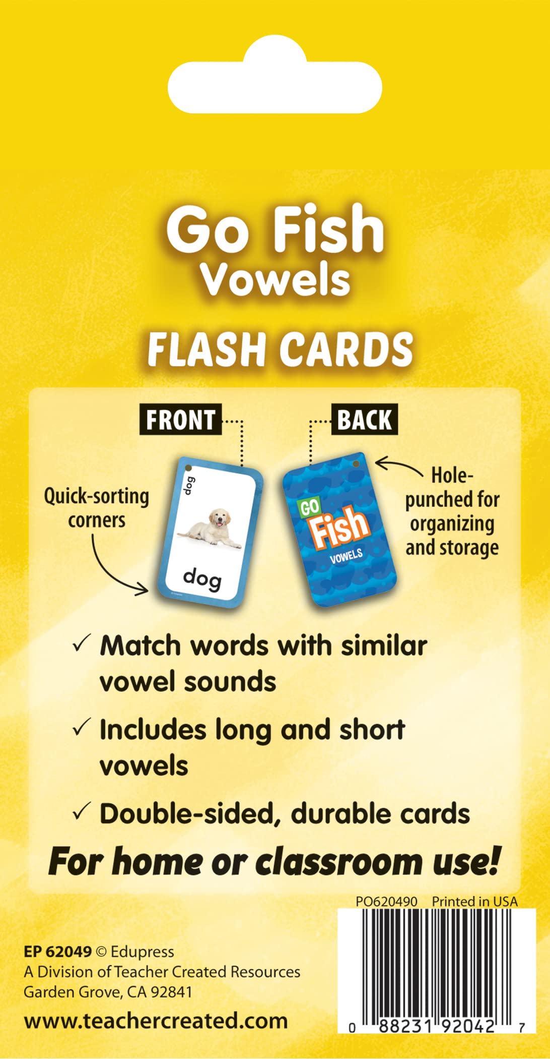 Reading Flash Cards Go Fish Vowels Flash Cards - Educational Game For ...