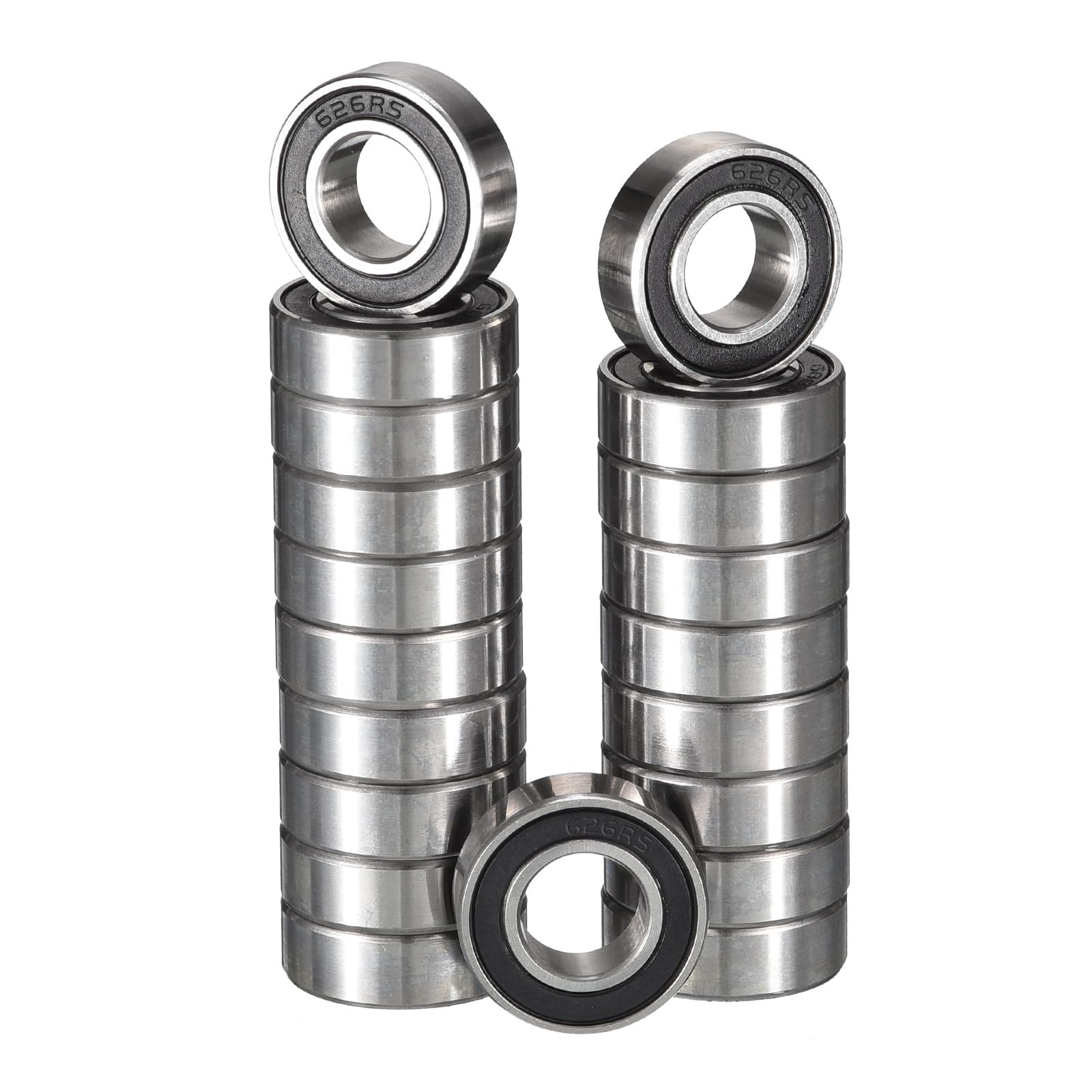 HiPicco 626-2RS Deep Groove Ball Bearings, ID 6mm x OD 19mm x Width 6mm ...