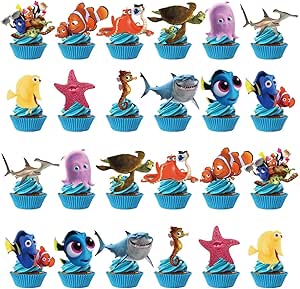 48Pcs Cupcake Toppers for Finding Nemo,Finding Dory Nemo Birthday Party ...