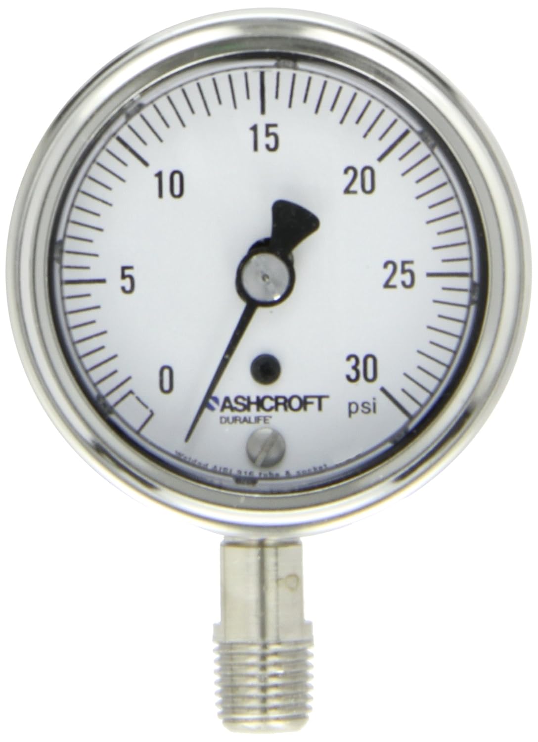 Ashcroft Duralife Type 1009SW Stainless Steel Case Dry Filled Pressure ...