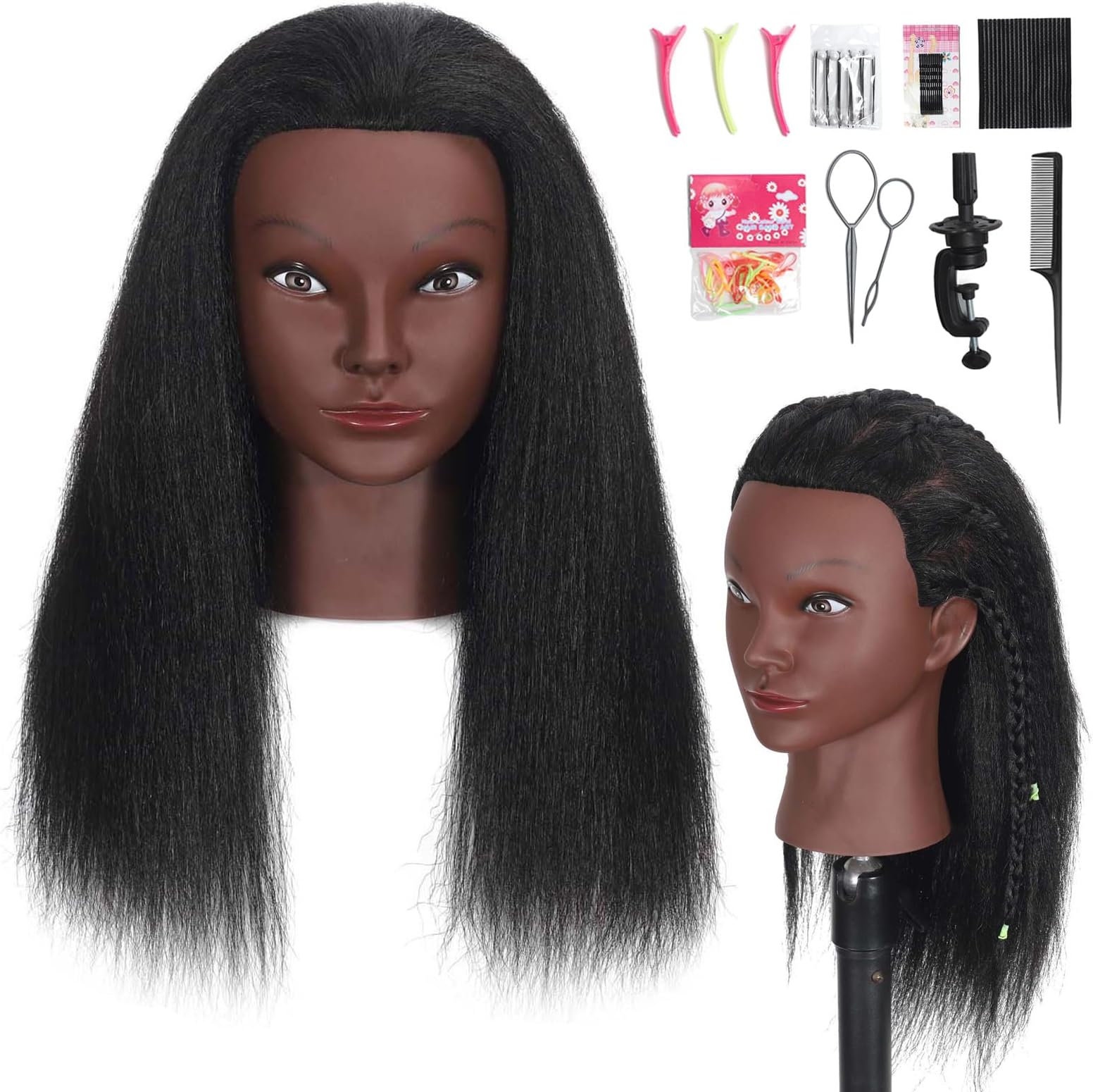 Amazon.com : Opini 16" Mannequin Head Human Hair with 100% Real Hair ...