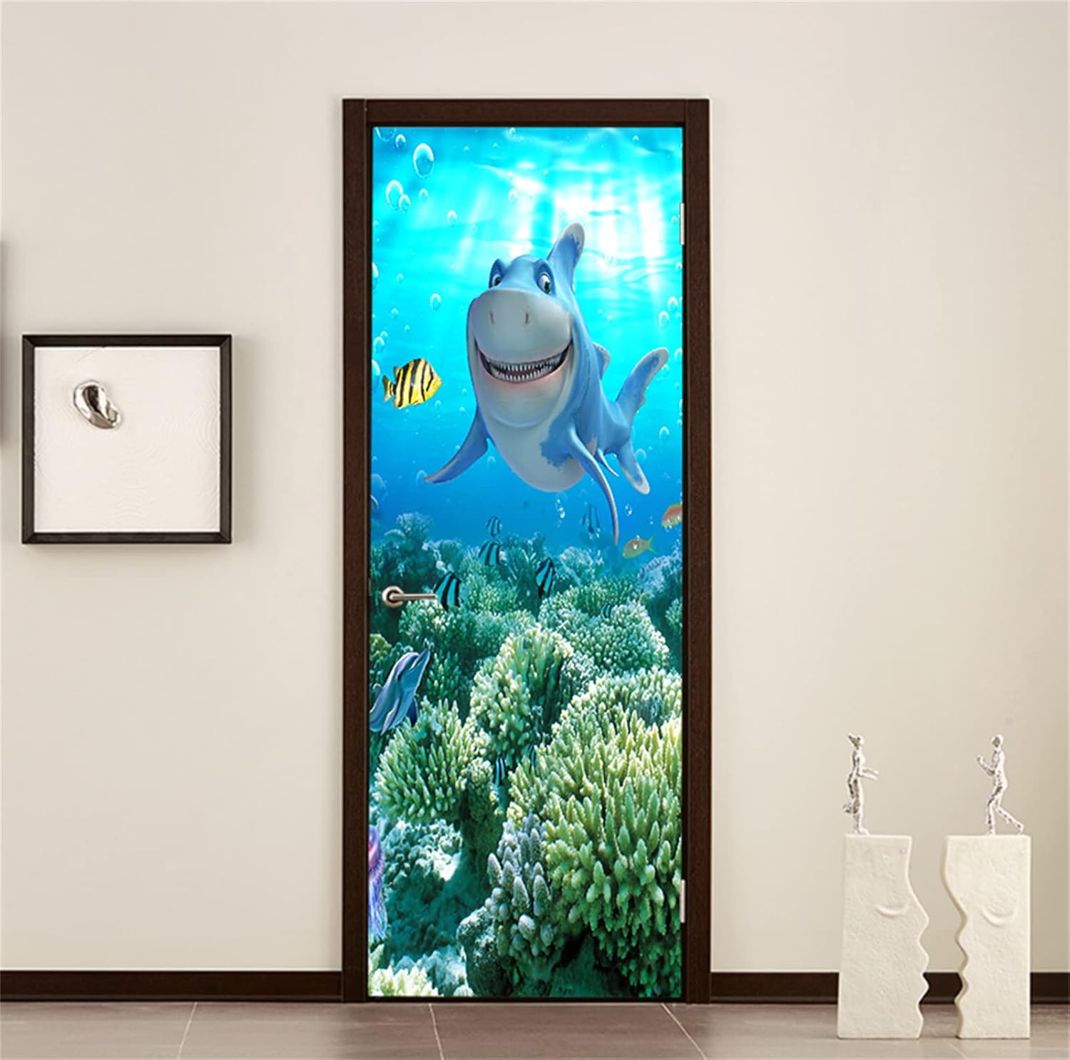 Amazon.com: artfanke 3D Door Sticker Peel and Stick 30.3"x78.7"- Blue ...