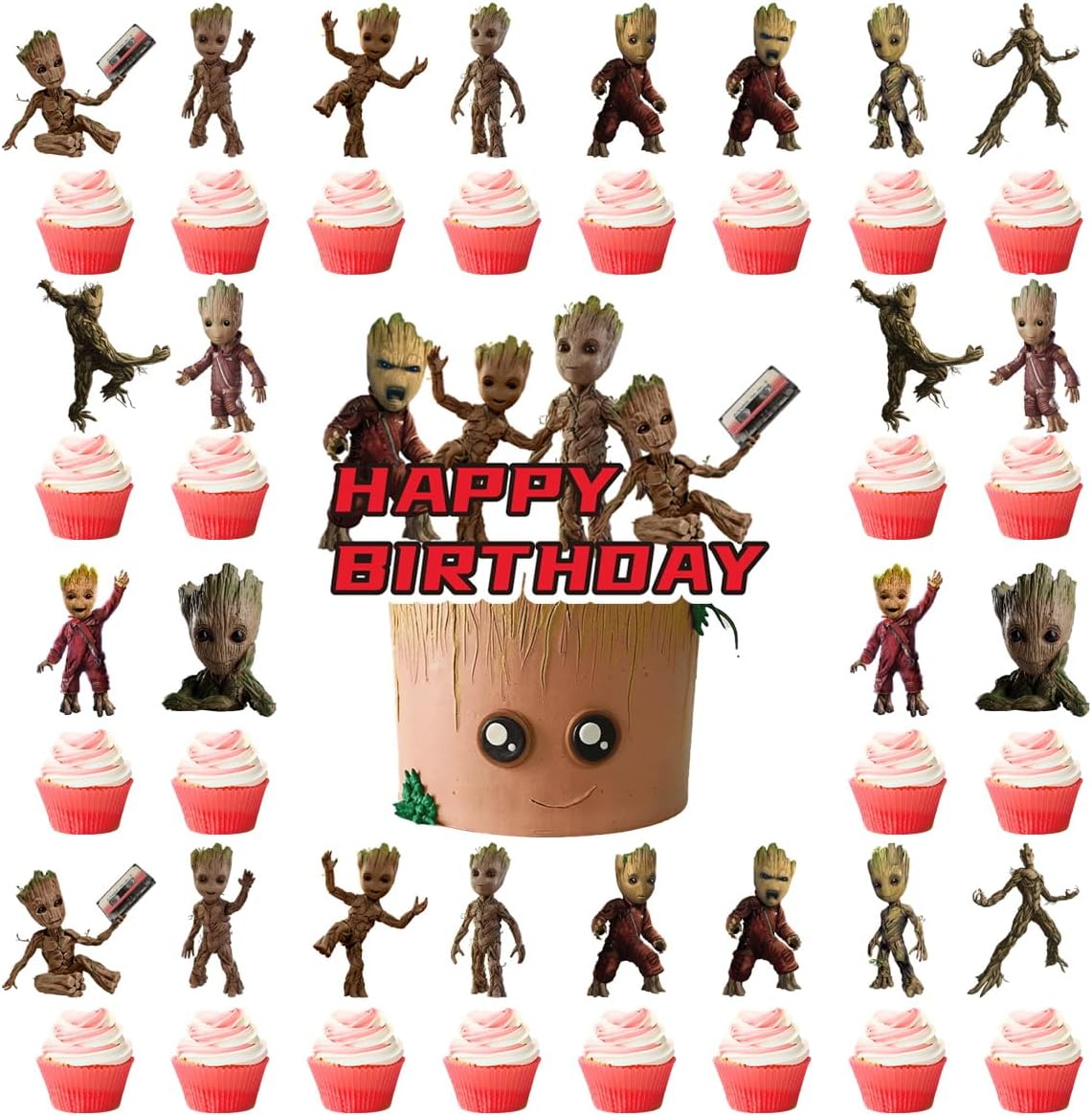 25 PCS Guardians of The Galaxy Groot Cake Decoration - simyron Groot ...