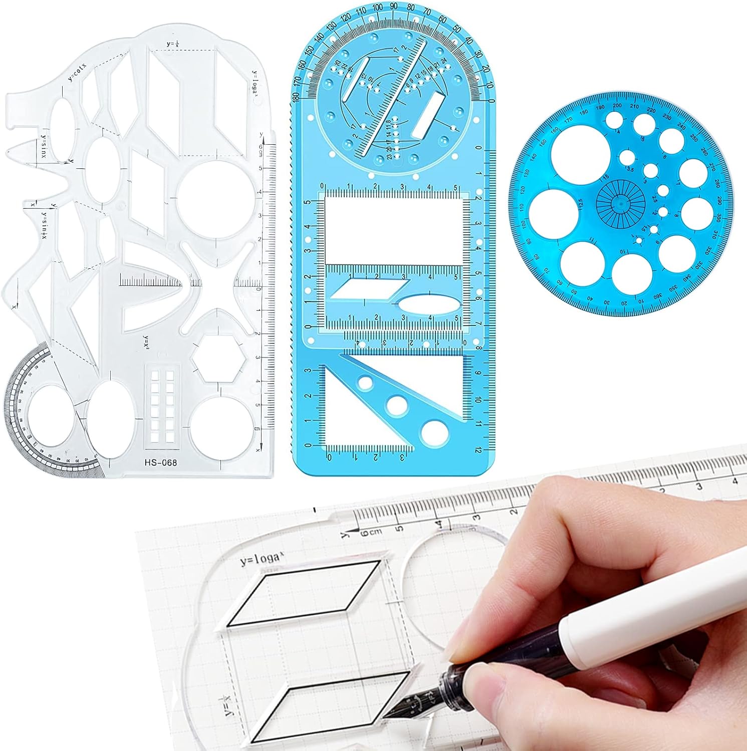 Amazon.com : 3 Pack Multifunctional Geometric Ruler for Drawing ...