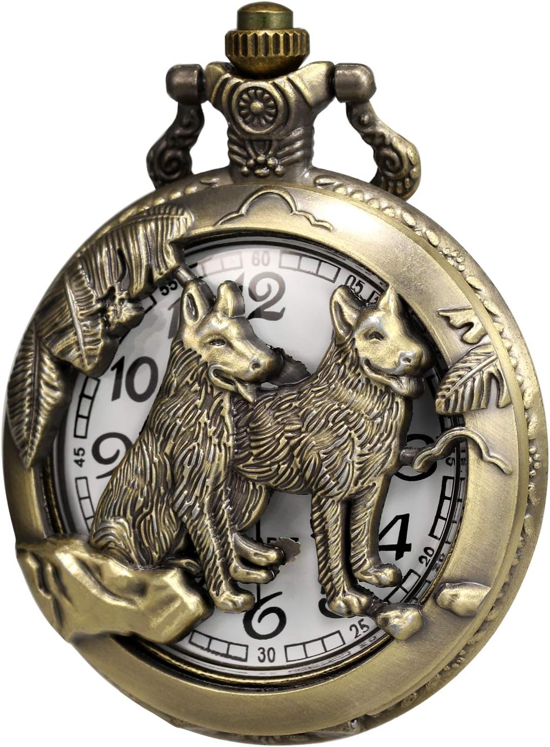 Amazon.com: MORFONG Retro Quartz Pocket Watch 3D Wolf Wolves Hollow ...