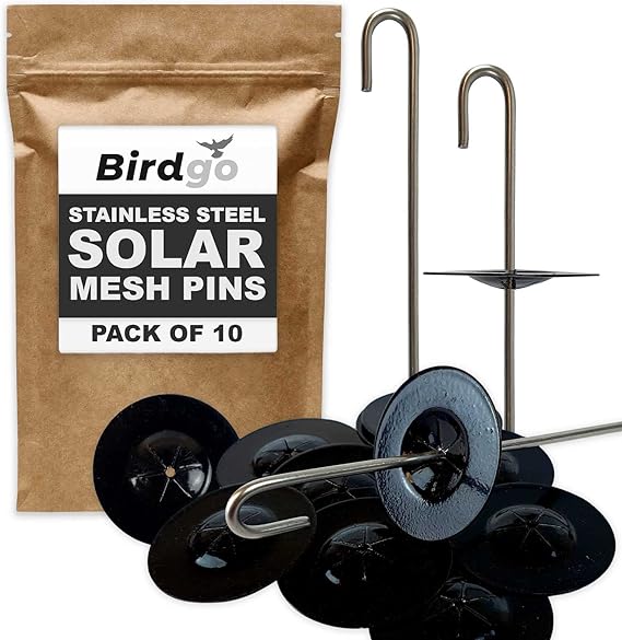 Birdgo Stainless Steel Solar Panel Mesh Pins - Clips for Bird Proofing ...
