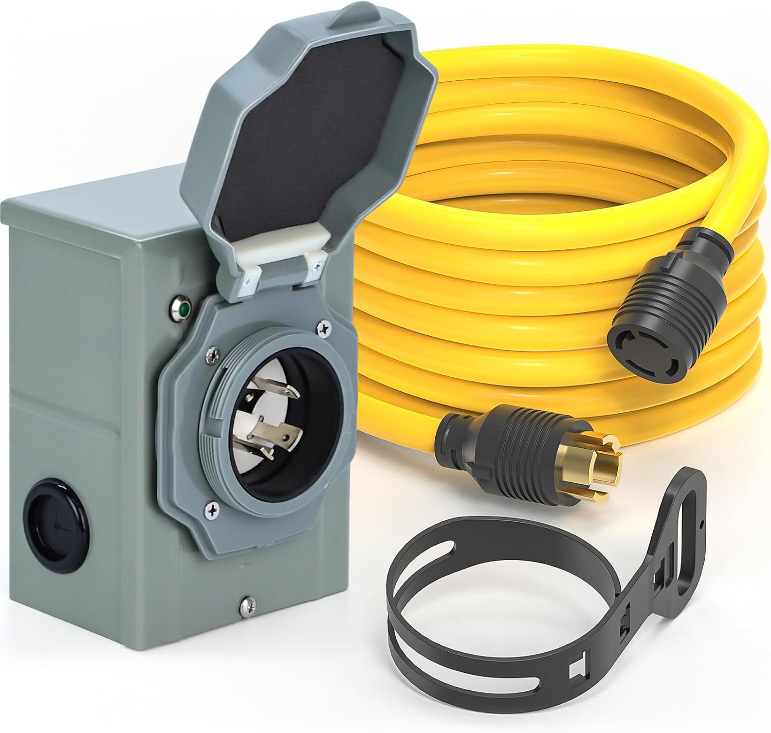 30 Amp Generator Cord and Power Inlet Box (Pre-Drilled) Waterproof Kit ...