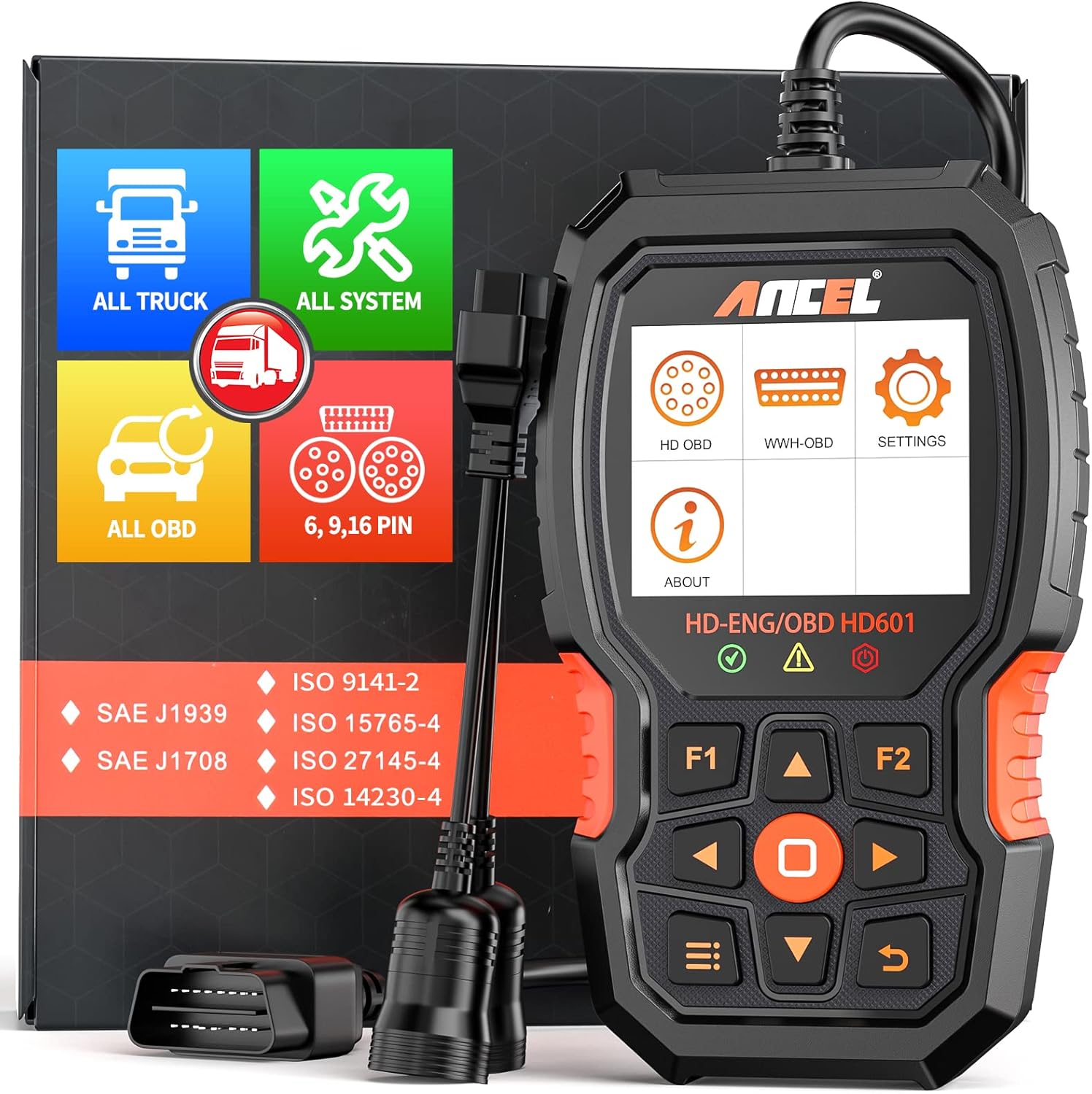 ANCEL HD601 Heavy Duty Truck Scanner Diesel Diagnostic Scan Tool, Check ...