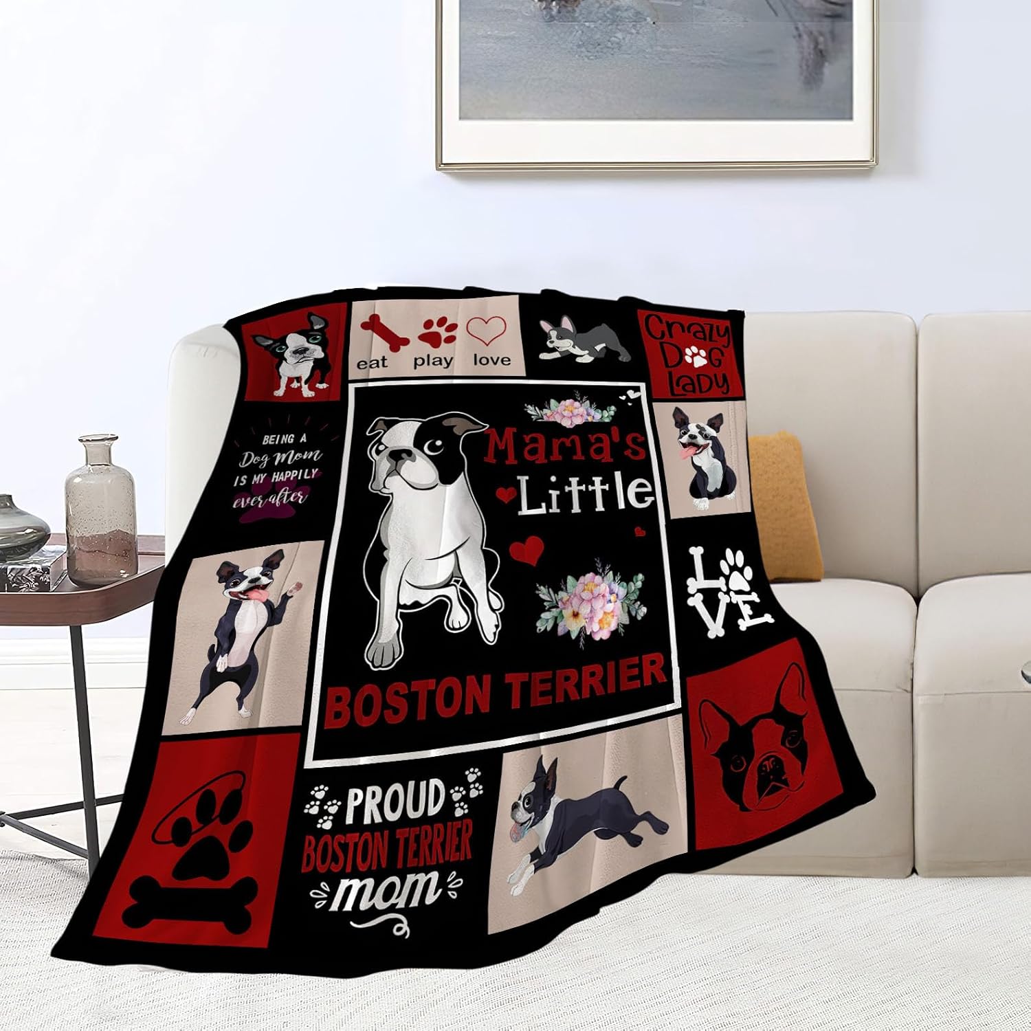 Amazon.com: Boston Terrier Blanket Boston Terrier Gifts Throw Blankets ...