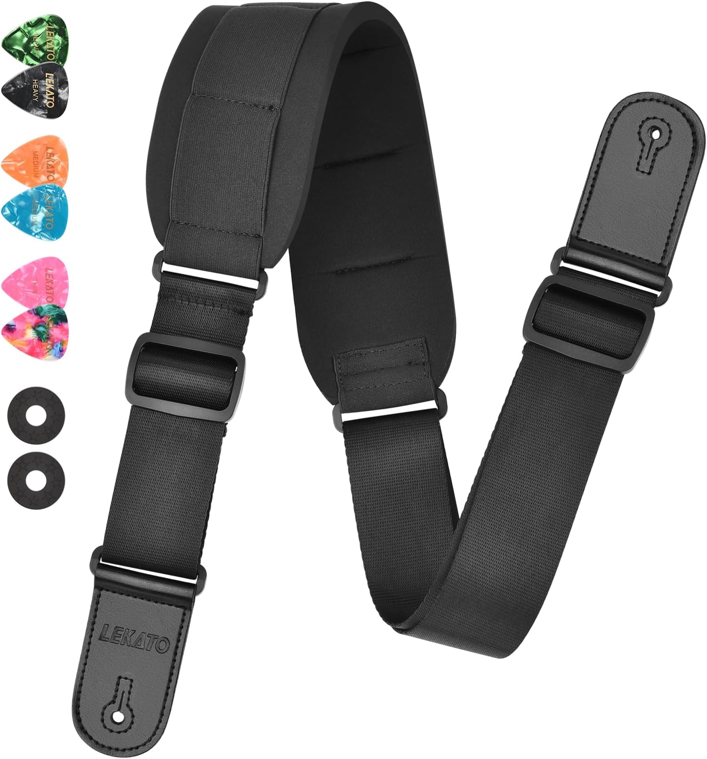 Amazon.com: Ernie Ball Neoprene Polylock Comfort Guitar Strap, Black ...