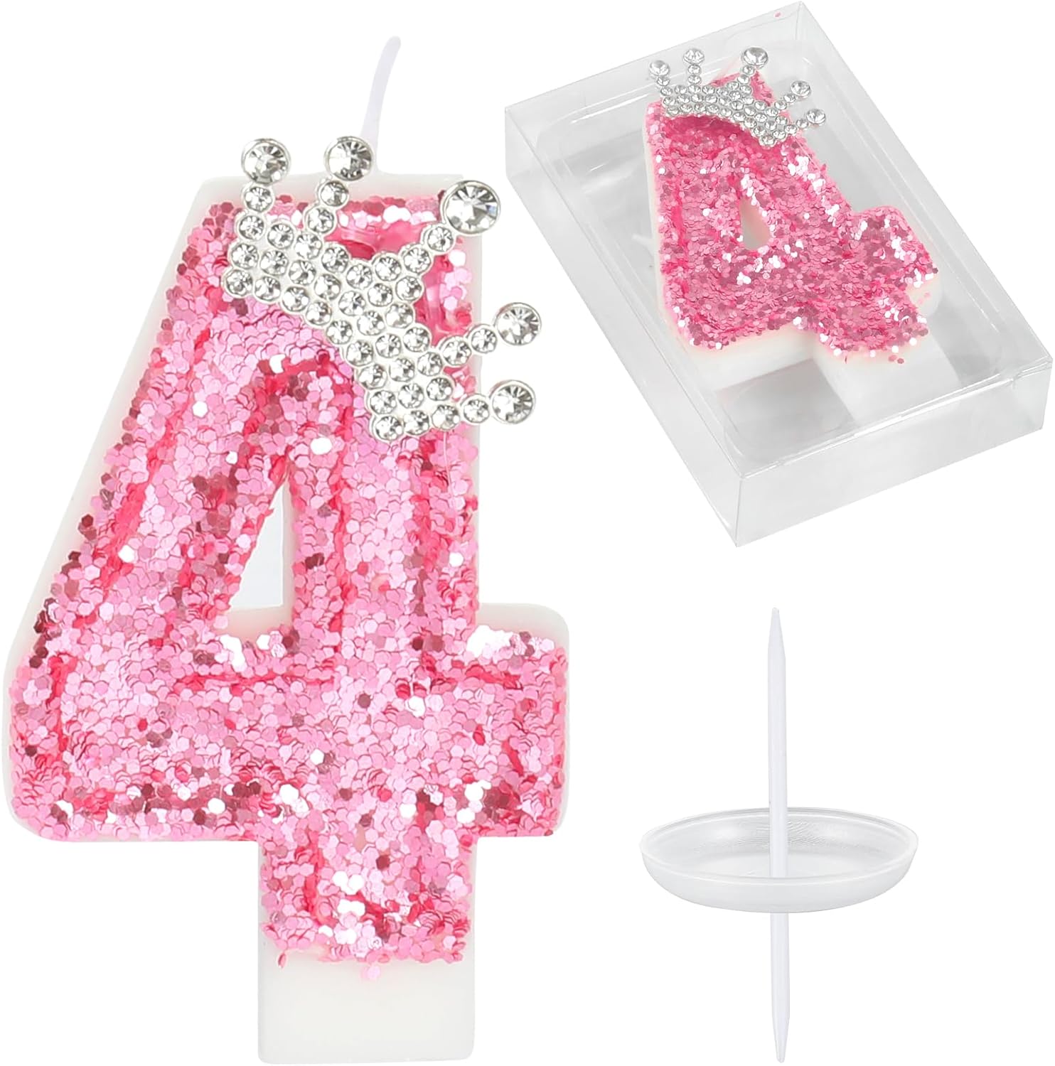 Amazon.com: Birthday Number Candles,Pink Crown Birthday Candles for ...