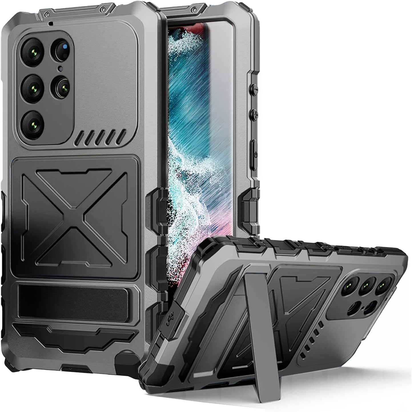 Amazon.com: Simicoo Samsung S24 Ultra Metal Bumper Military Rugged ...