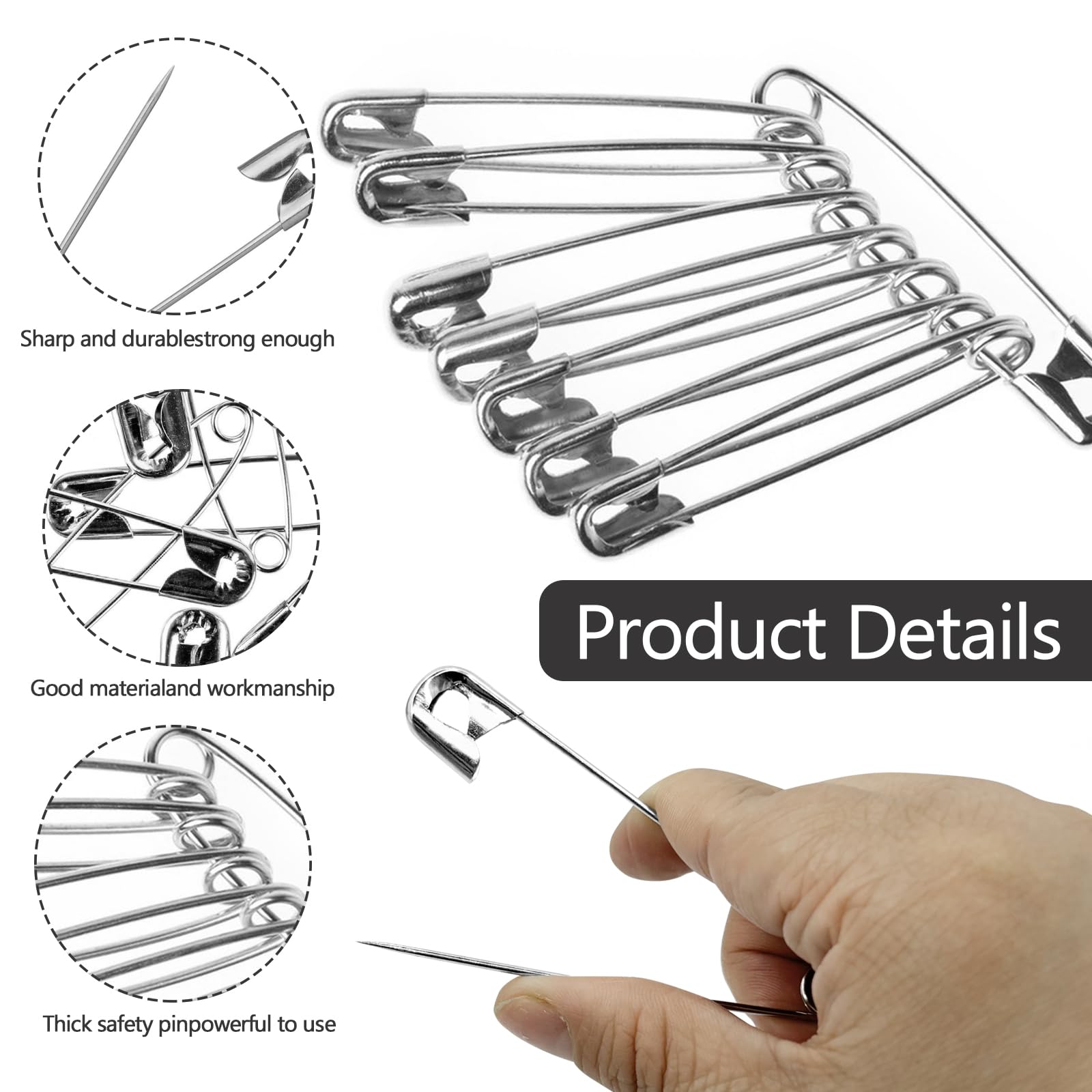 Snapklik.com : CXIIPOL 100 PCS 3 Inch Large Safety Pins Heavy Duty