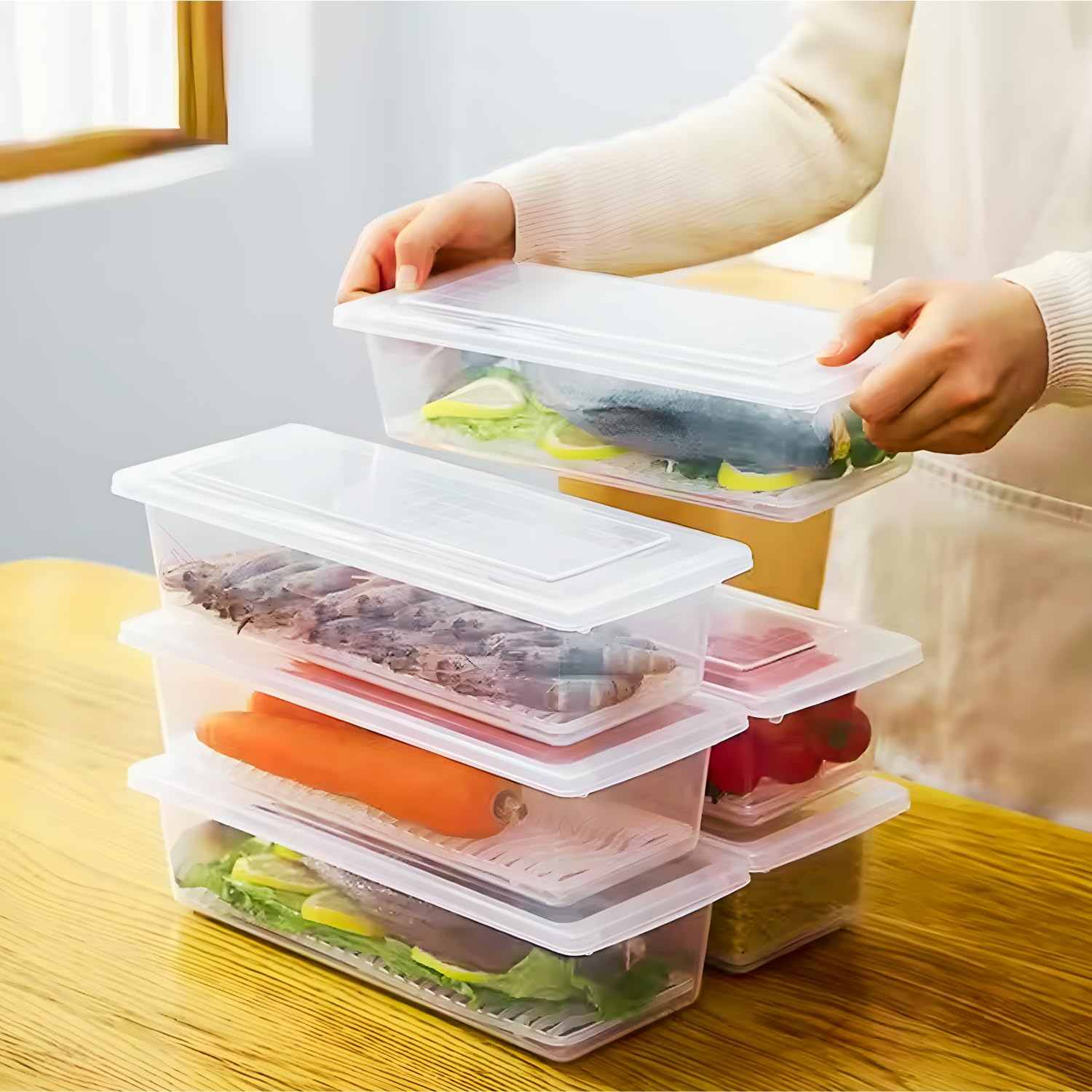 Buy DOMESTICA Fridge Storage Boxes (Pack of 6) Container Box, Fridge ...