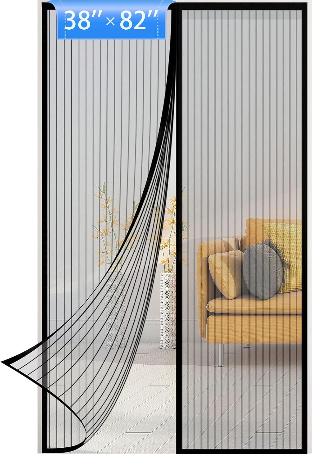 Screen Door 38 x 82 Inch, Magenetic Deluxe Double Door Screen Mesh, 34 ...