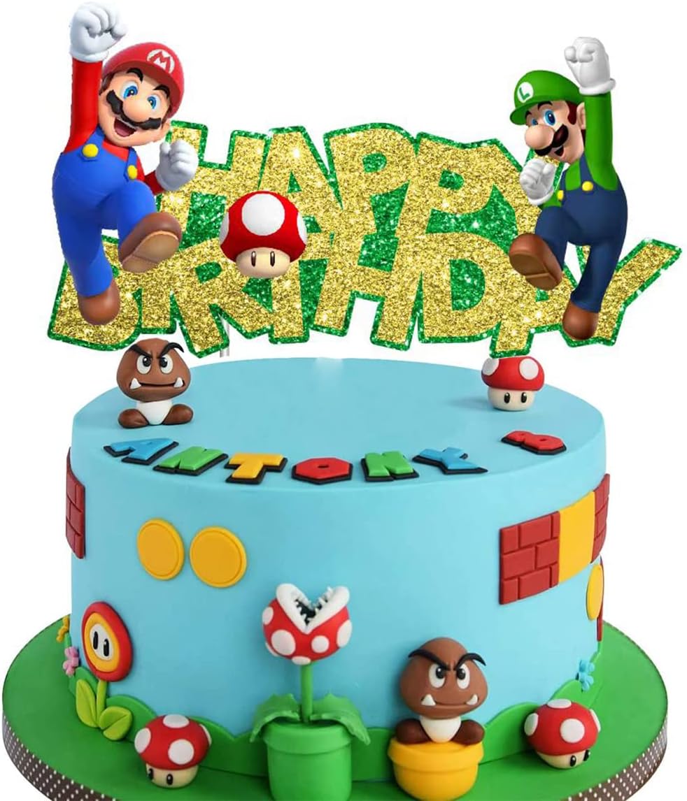 CCEE Super Mario Bros 6 Pcs Cake Topper Toy Set - Mario Bros Action ...