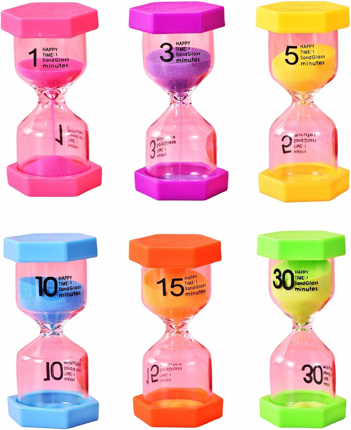 Amazon.com: Sand Timer 6 Colors Hourglass 1/3/5/10/15/30 Minutes ...