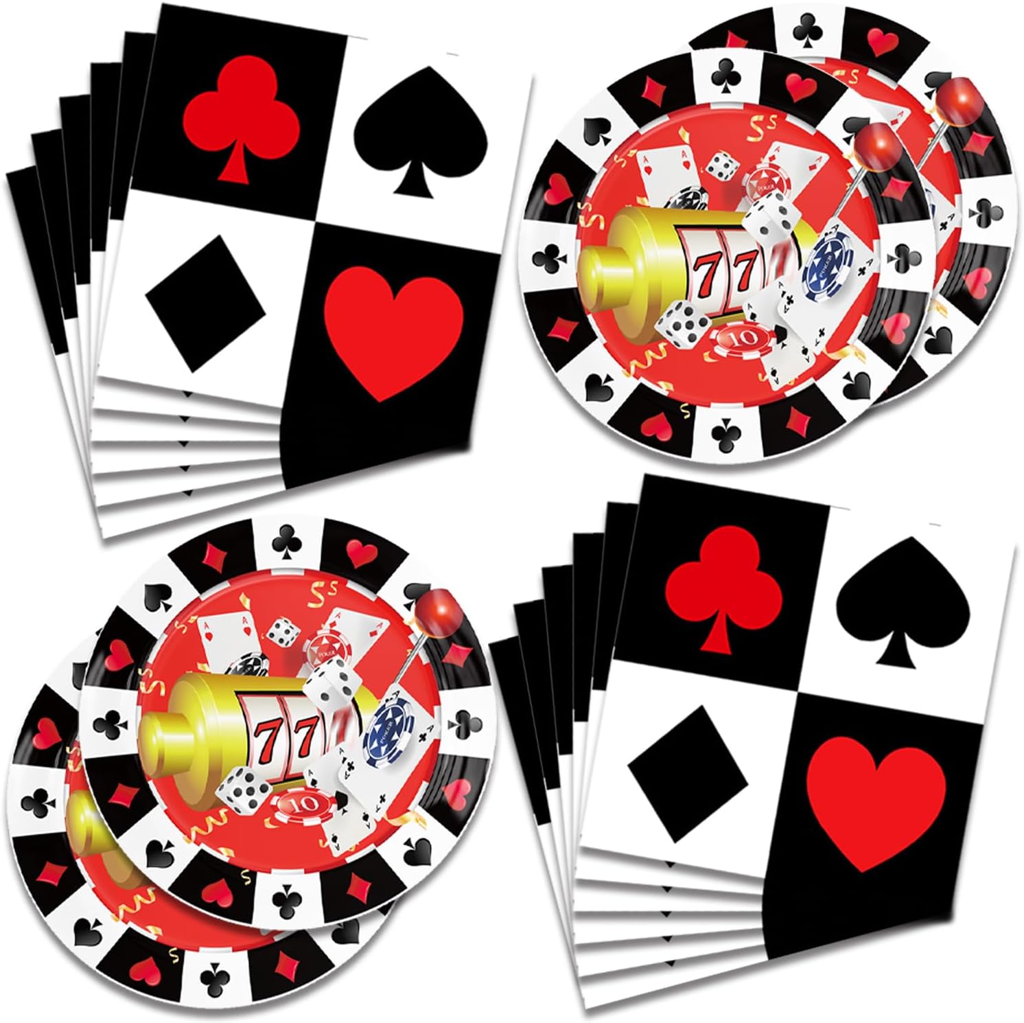 Amazon.com: RYNDEX 40pcs Casino Party Supplies Paper Plates and Napkins ...