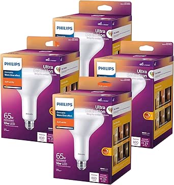 PHILIPS LED Frosted Dimmable, Warm Glow Effect BR40 Light Bulb - Pack ...