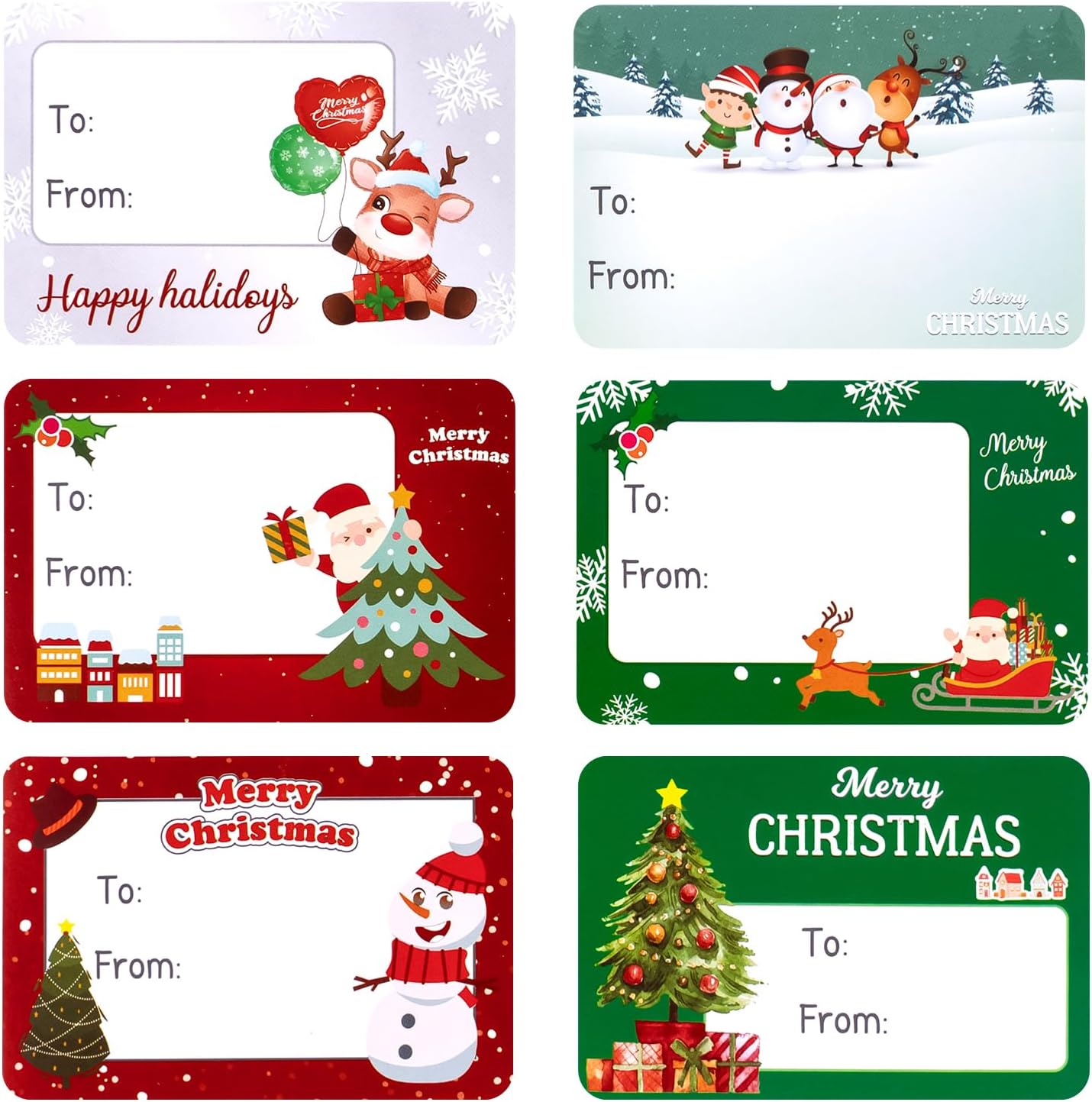G2PLUS Large Christmas Labels Stickers, 120PCS Red and Green Sticky ...