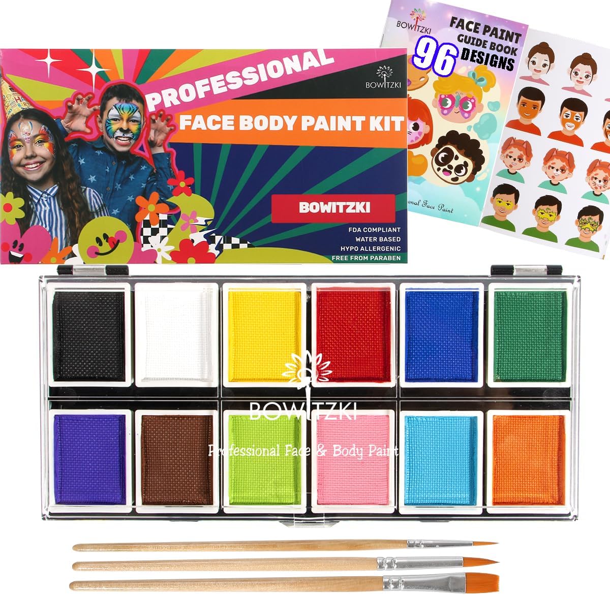 Amazon.com: Face Painting Kit for Kids - 15 Color Large Water Based ...