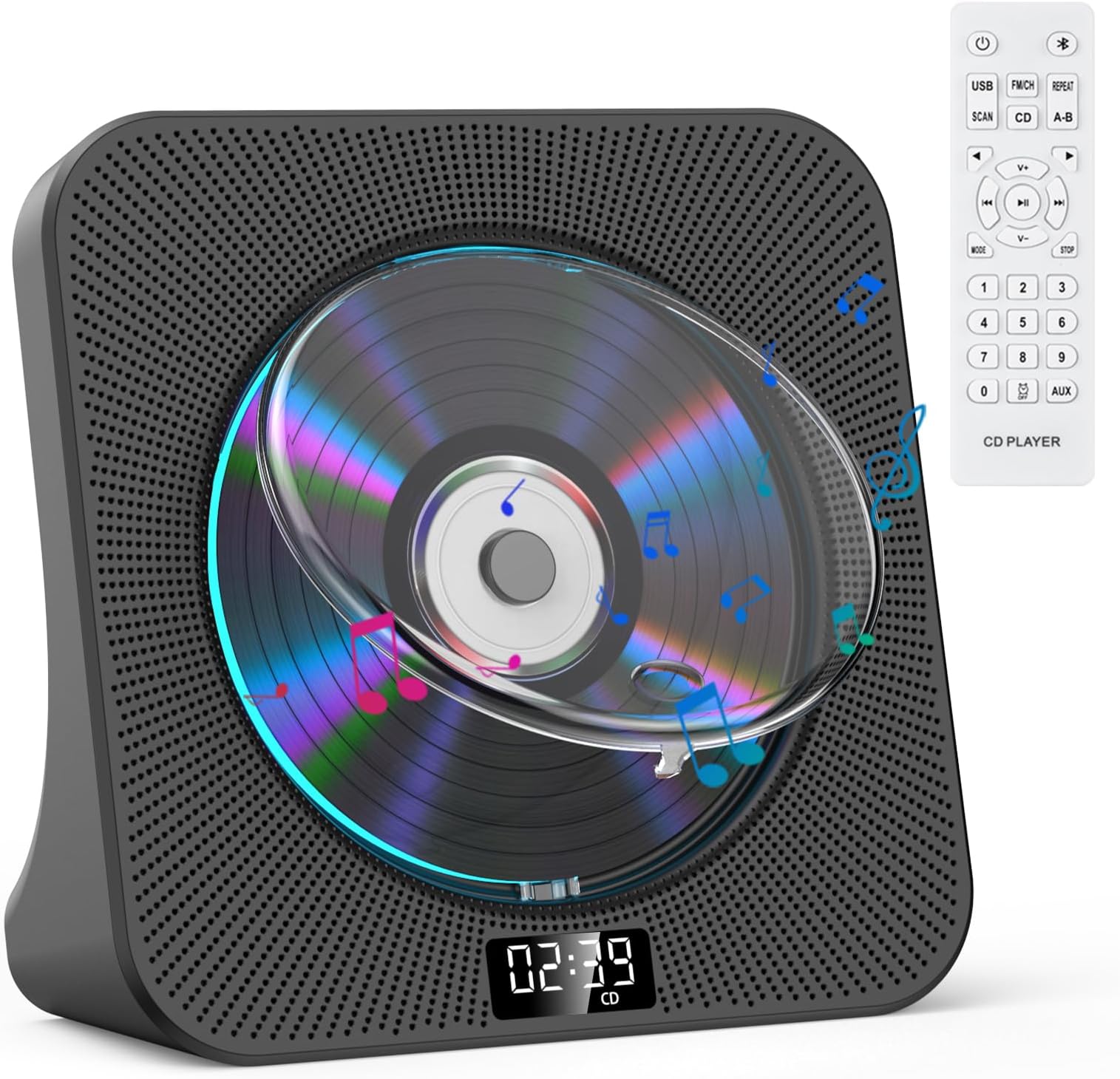 Amazon.co.jp: KOVCDVI デスクCDプレーヤー Bluetooth受信/送信 スピーカー内蔵 CDラジカセ CD ...